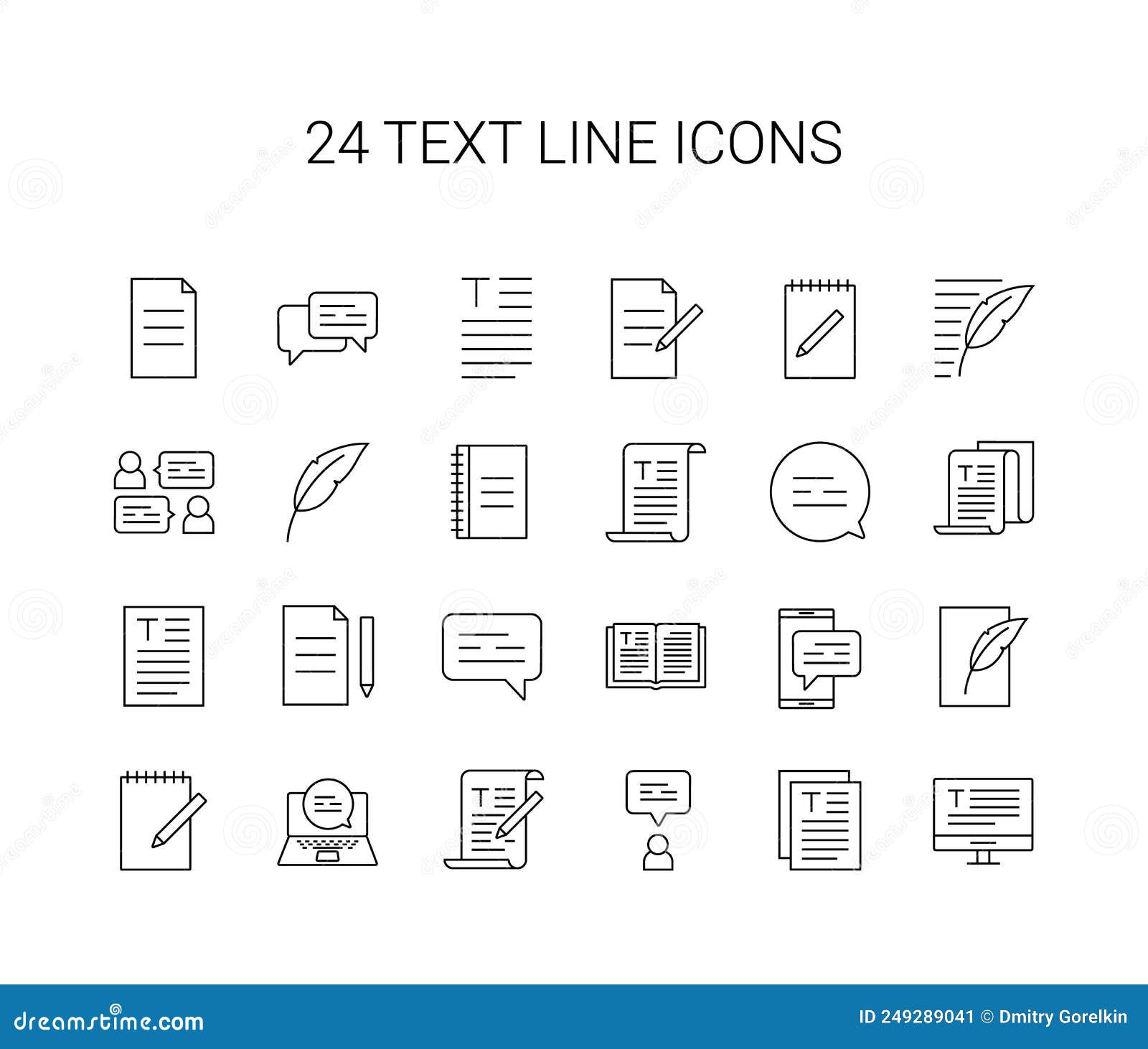 Line icon set. Text pack stock vector. Illustration of form - 249289041