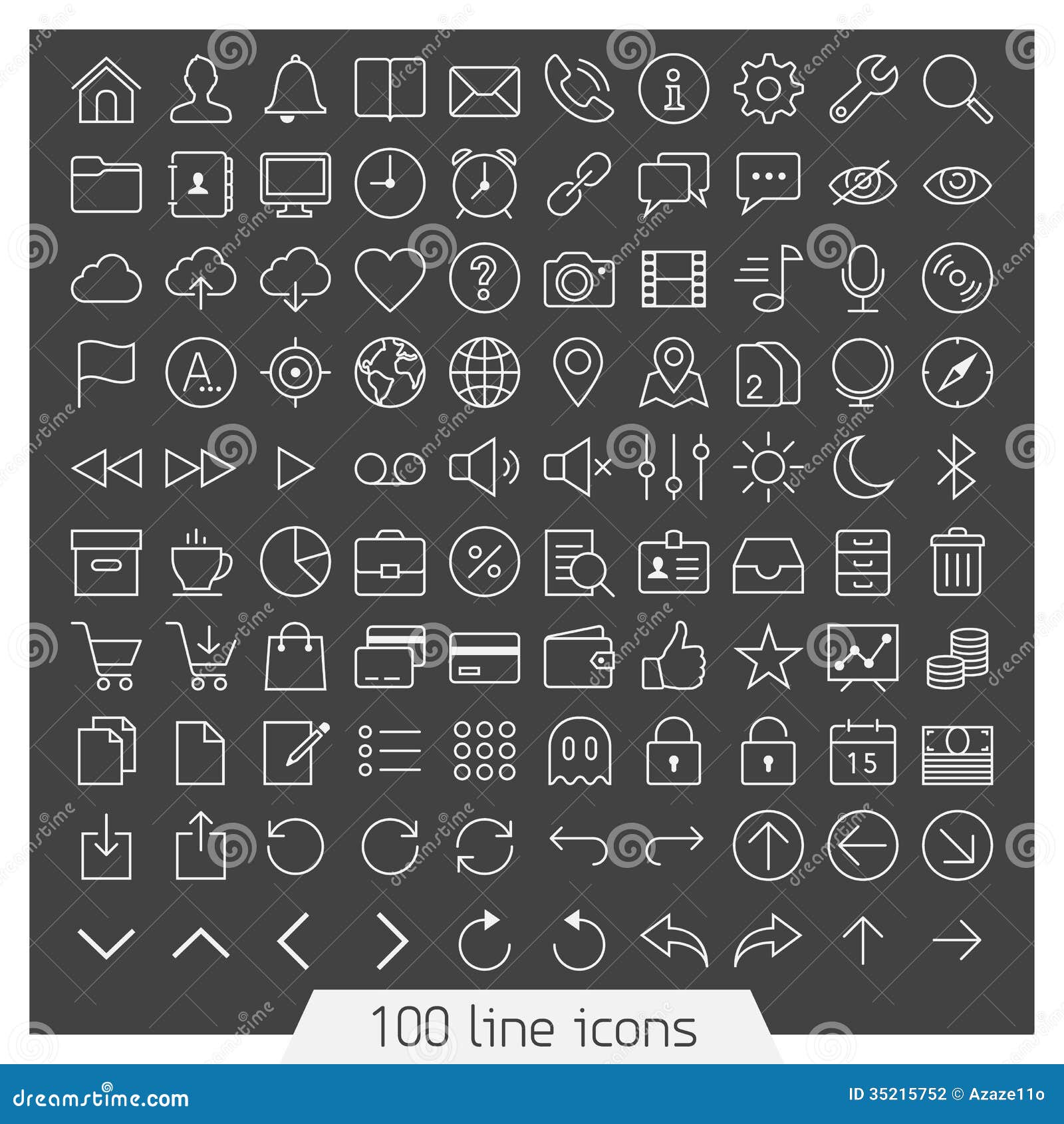 100 line icon set stock vector. Illustration of media - 35215752