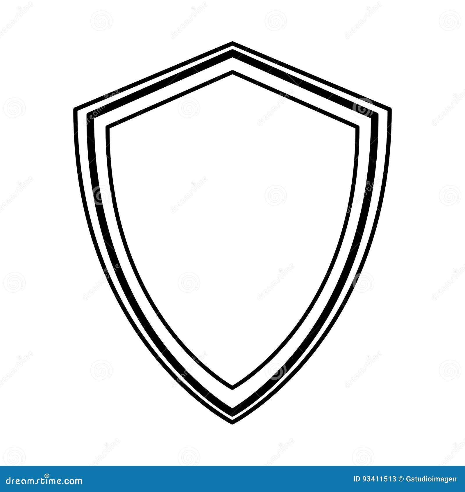 Line icon shield cartoon stock vector. Illustration of guard - 93411513