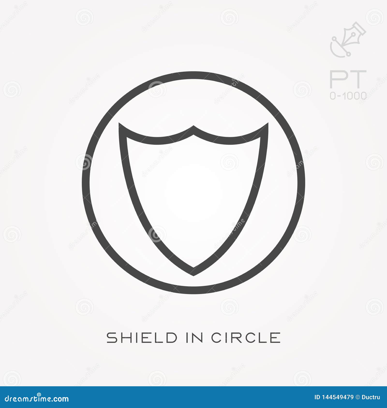 Line icon shield in circle stock vector. Illustration of design - 144549479