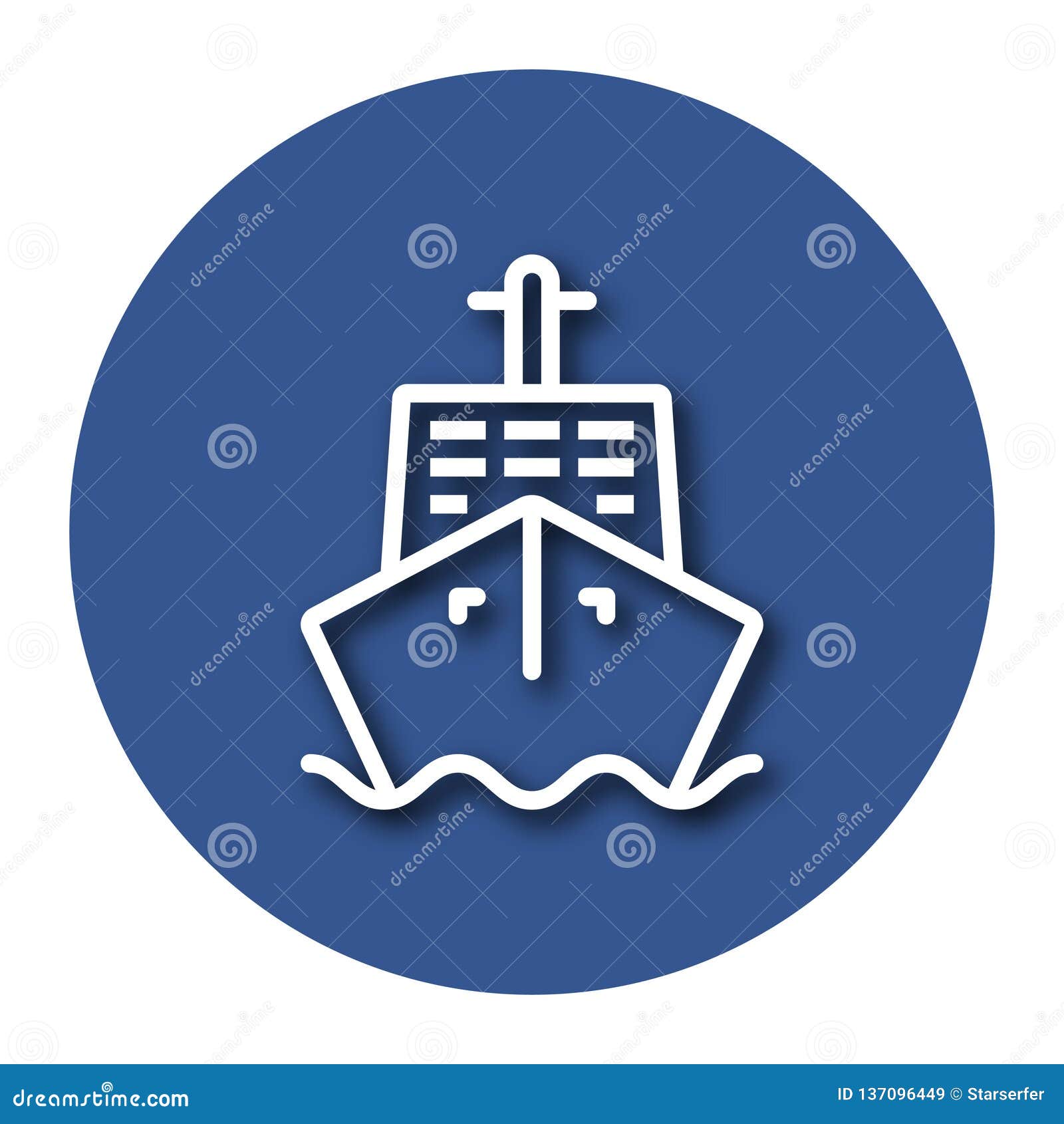 Line Icon of Ship with Shadow Stock Vector - Illustration of sail, line ...