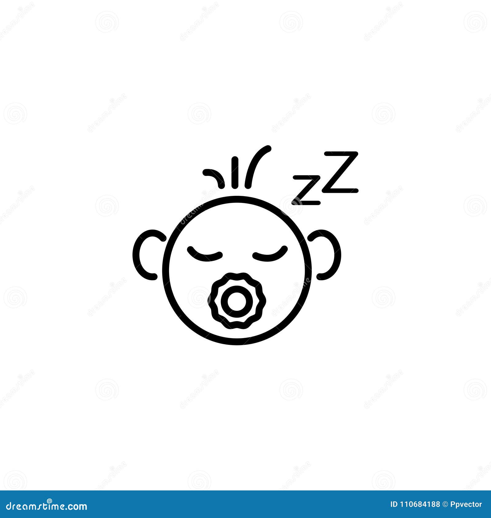 Line icon. Sleeping child stock vector. Illustration of little - 110684188