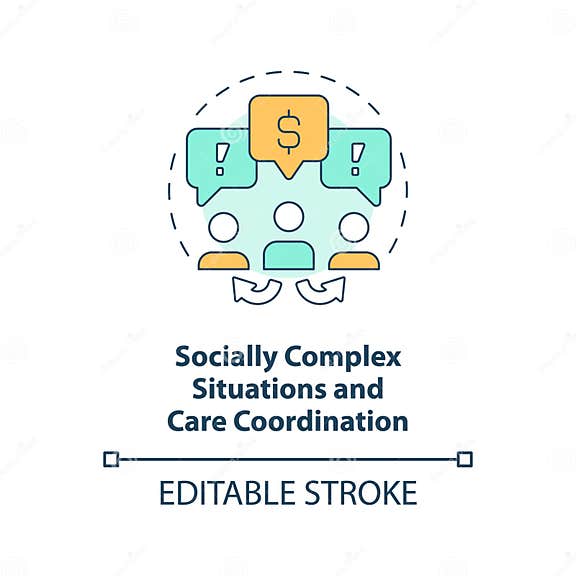 Line Icon Socially Complex Situations and Care Coordination Stock ...