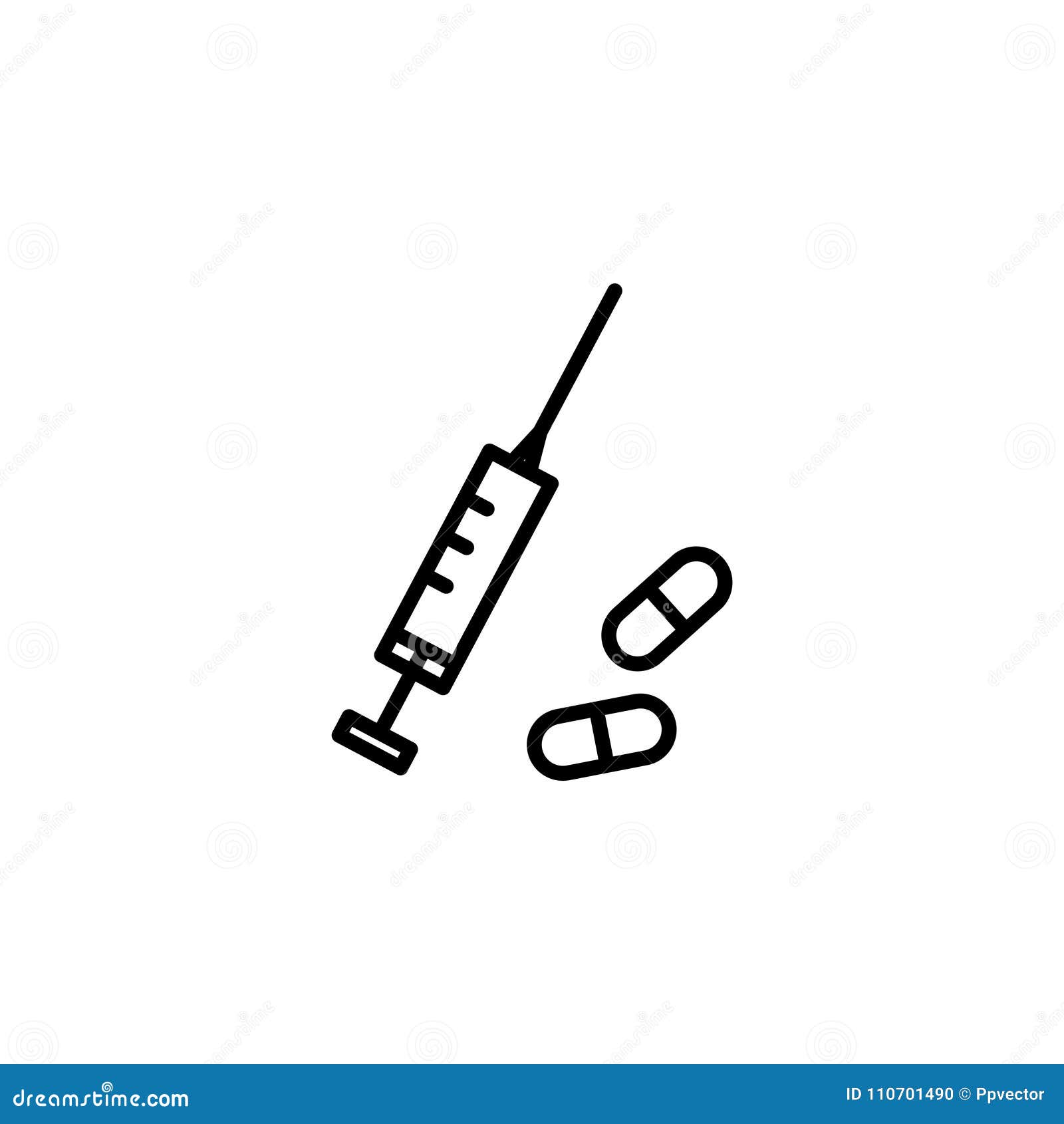 Line Icon. Syringe and Tablets Stock Vector - Illustration of ...
