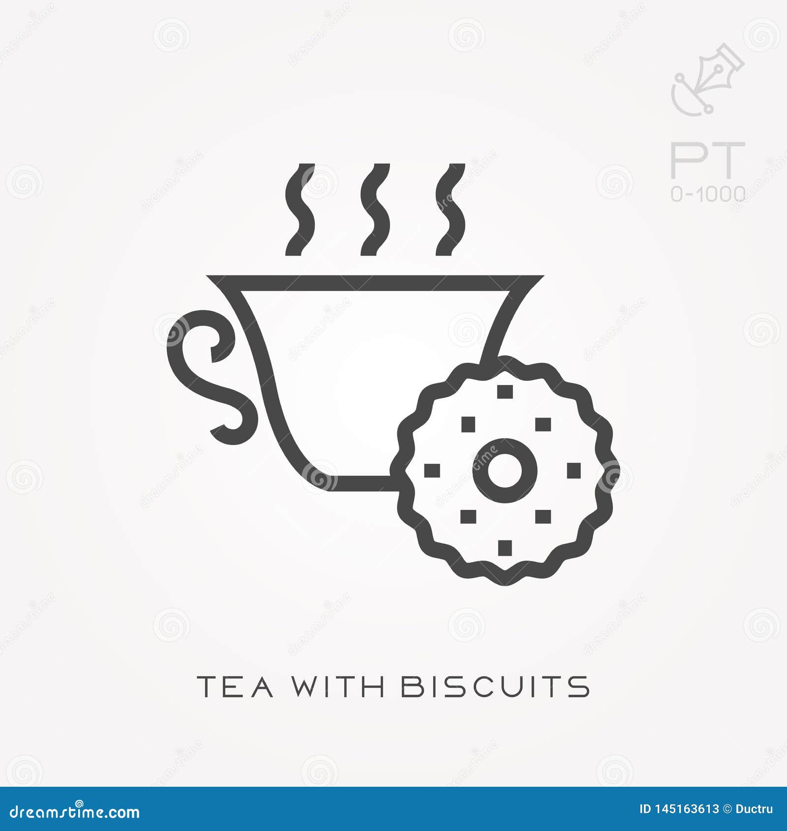 Line Icon Tea with Biscuits Stock Vector - Illustration of drink ...