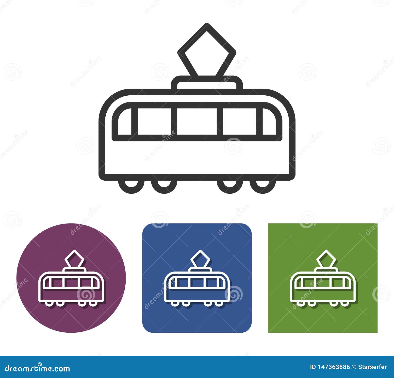Line icon of tram stock vector. Illustration of sign - 147363886