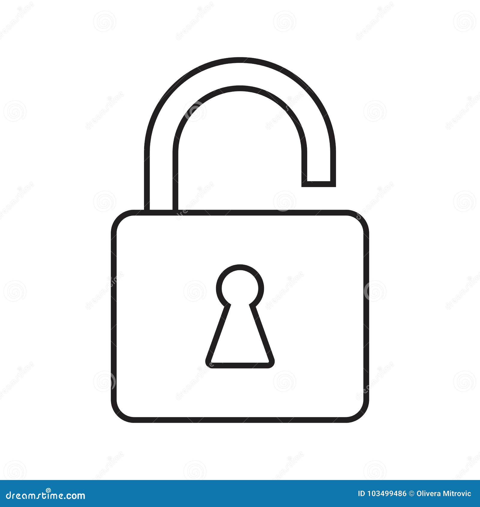 Line icon unlocked padlock stock vector. Illustration of abstract ...