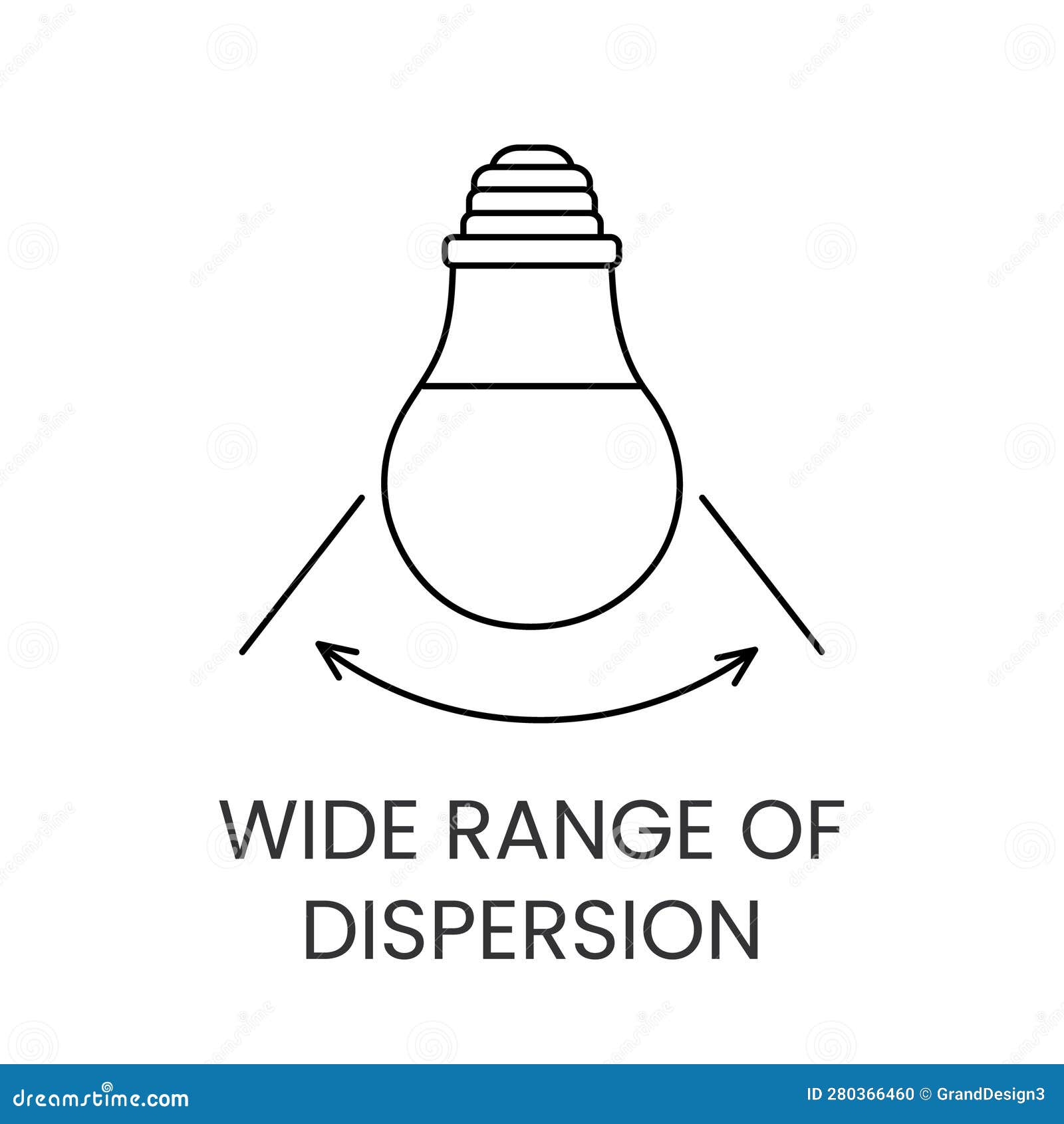 Line Icon in Vector Format Depicting Light Rays Spreading Out in a Wide ...