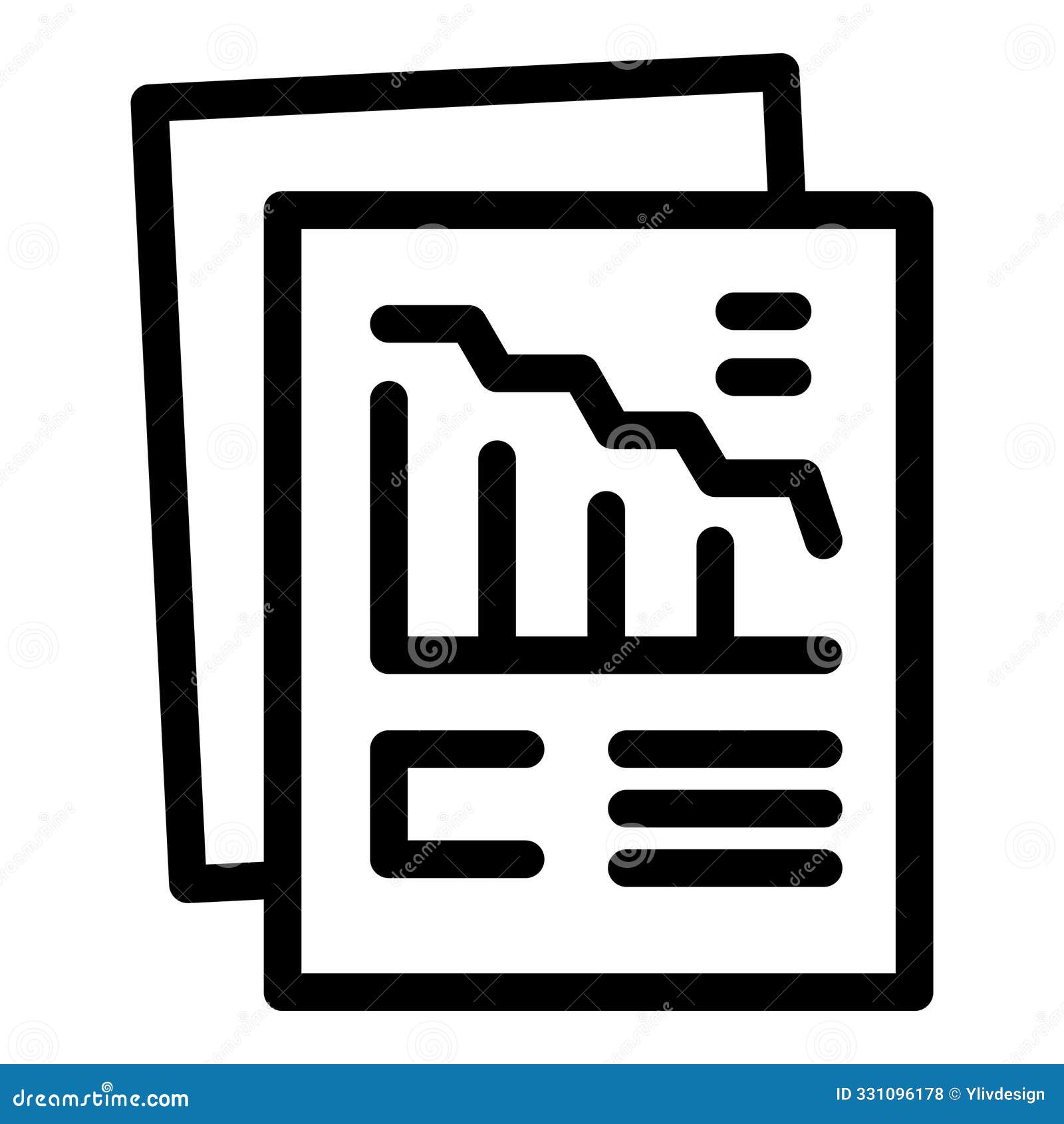 Line Icon Vector of a Report Showing a Decreasing Trend Graph Stock ...