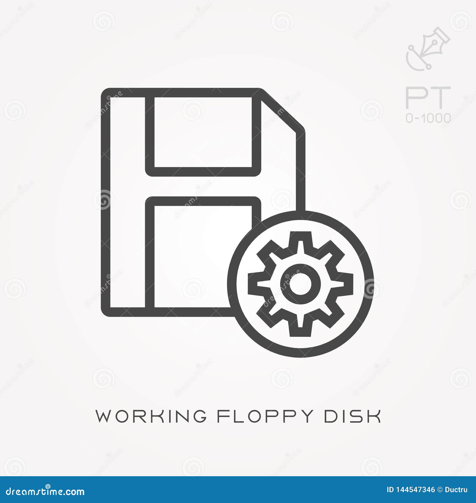 Line Icon Working Floppy Disk Stock Vector - Illustration of computer ... Line Icon Working Floppy Disk Stock Vector - Illustration of computer ...