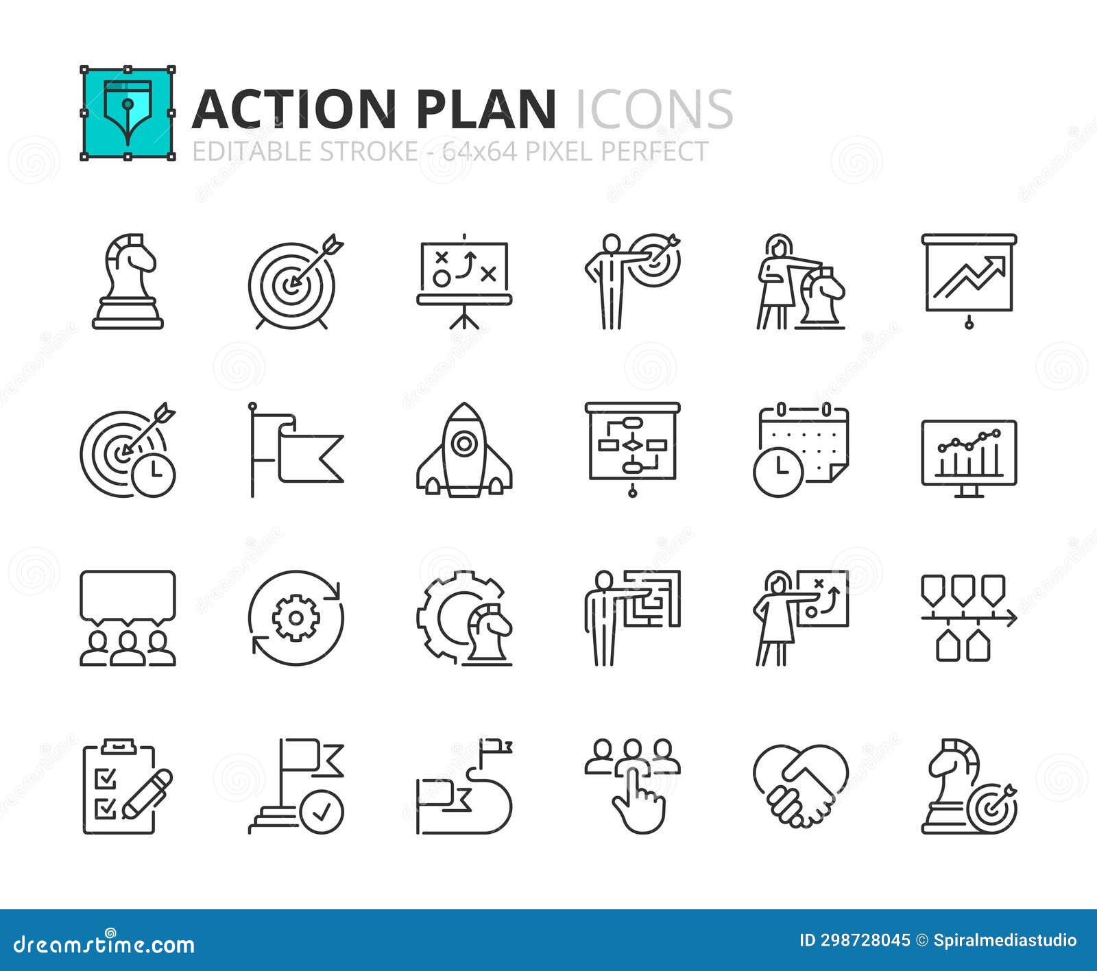 Line Icons about Action Plan. Pixel Perfect 64x64 and Editable Stroke ...