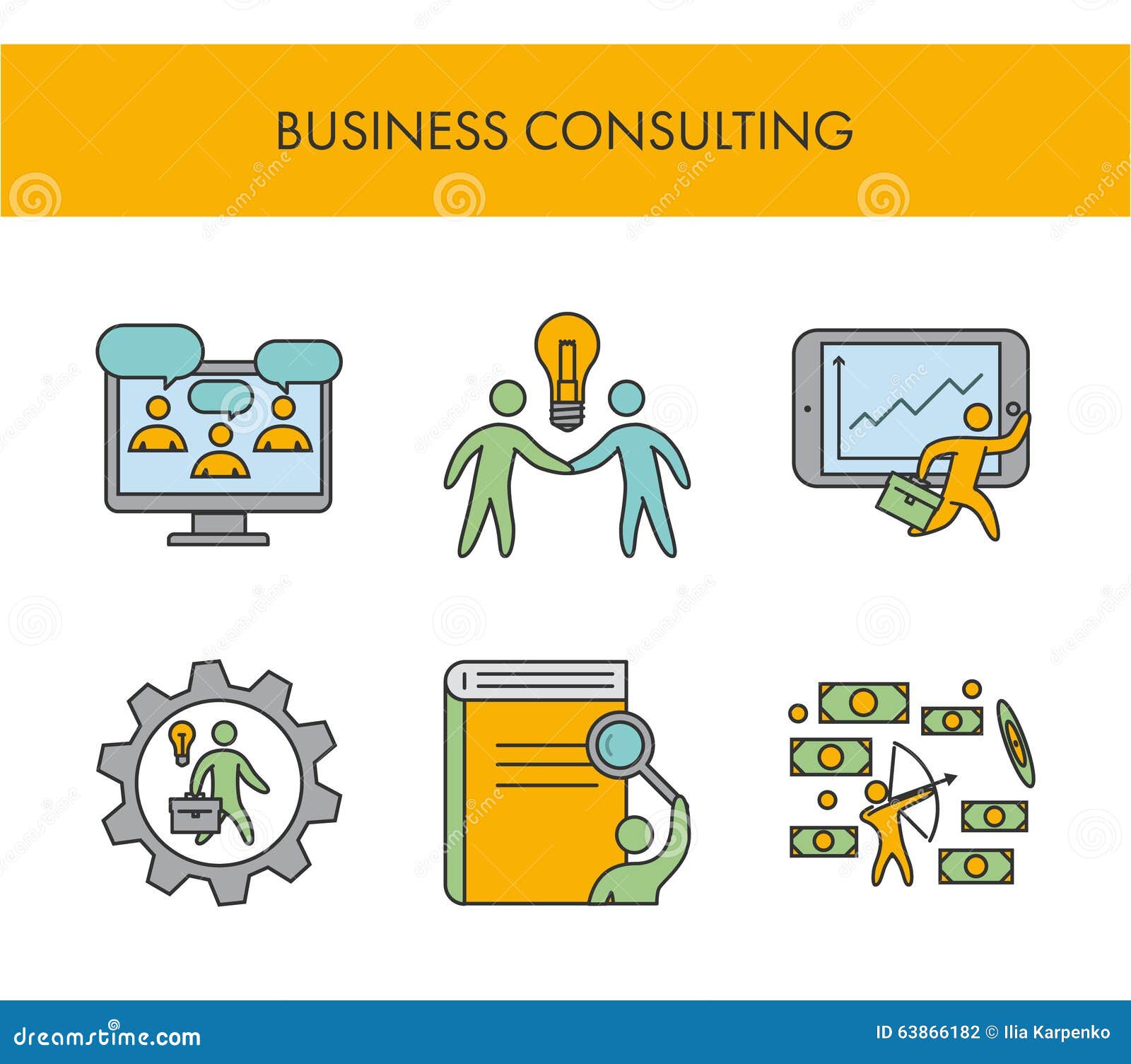 Line Icons for Business Consulting. Vector Linear Set Stock ...