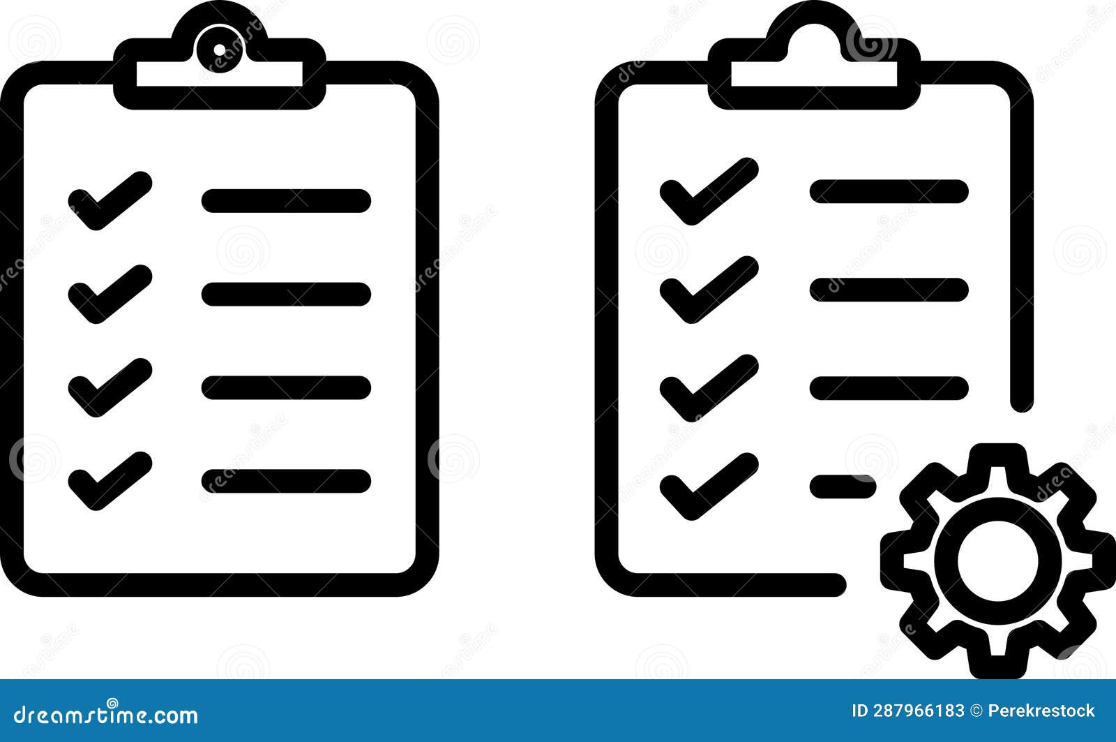 Line Icons of Checklist with Gear As Technical Support Stock Illustration - Illustration of ...