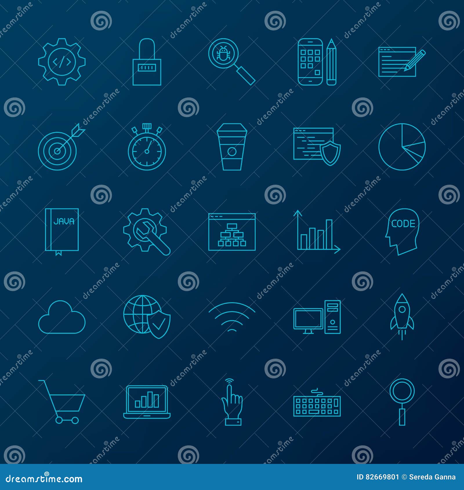 Line Icons Program Coding Stock Vector Illustration Of Layout 82669801 4161