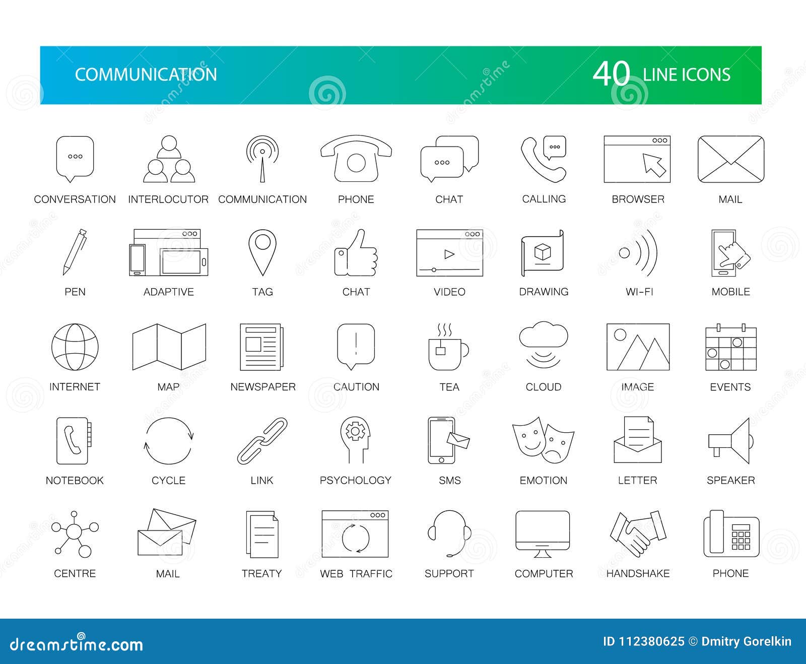 Line Icons Set. Communication Pack Stock Vector - Illustration of ...