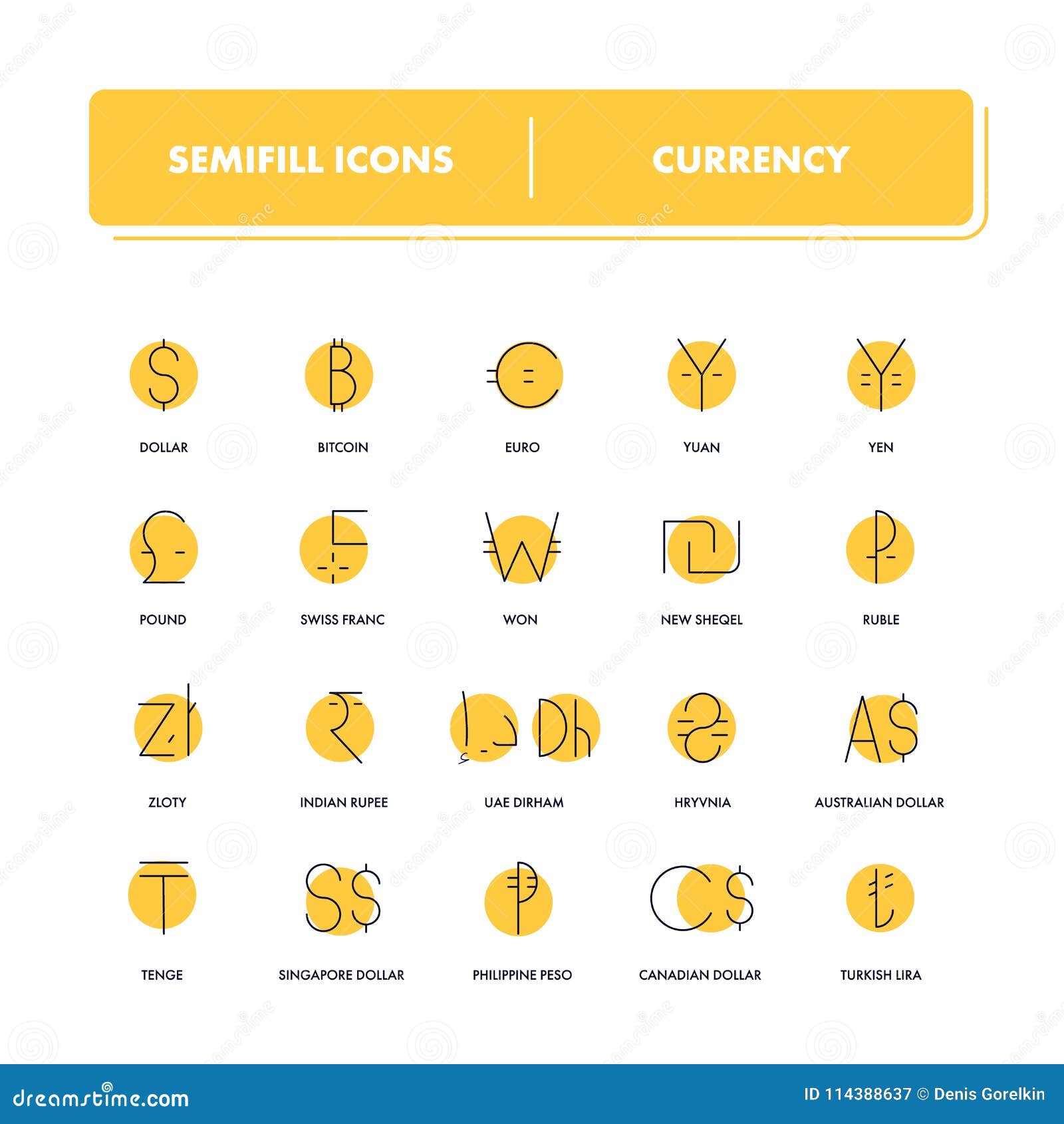 Line icons set. Currency stock vector. Illustration of graphic - 114388637