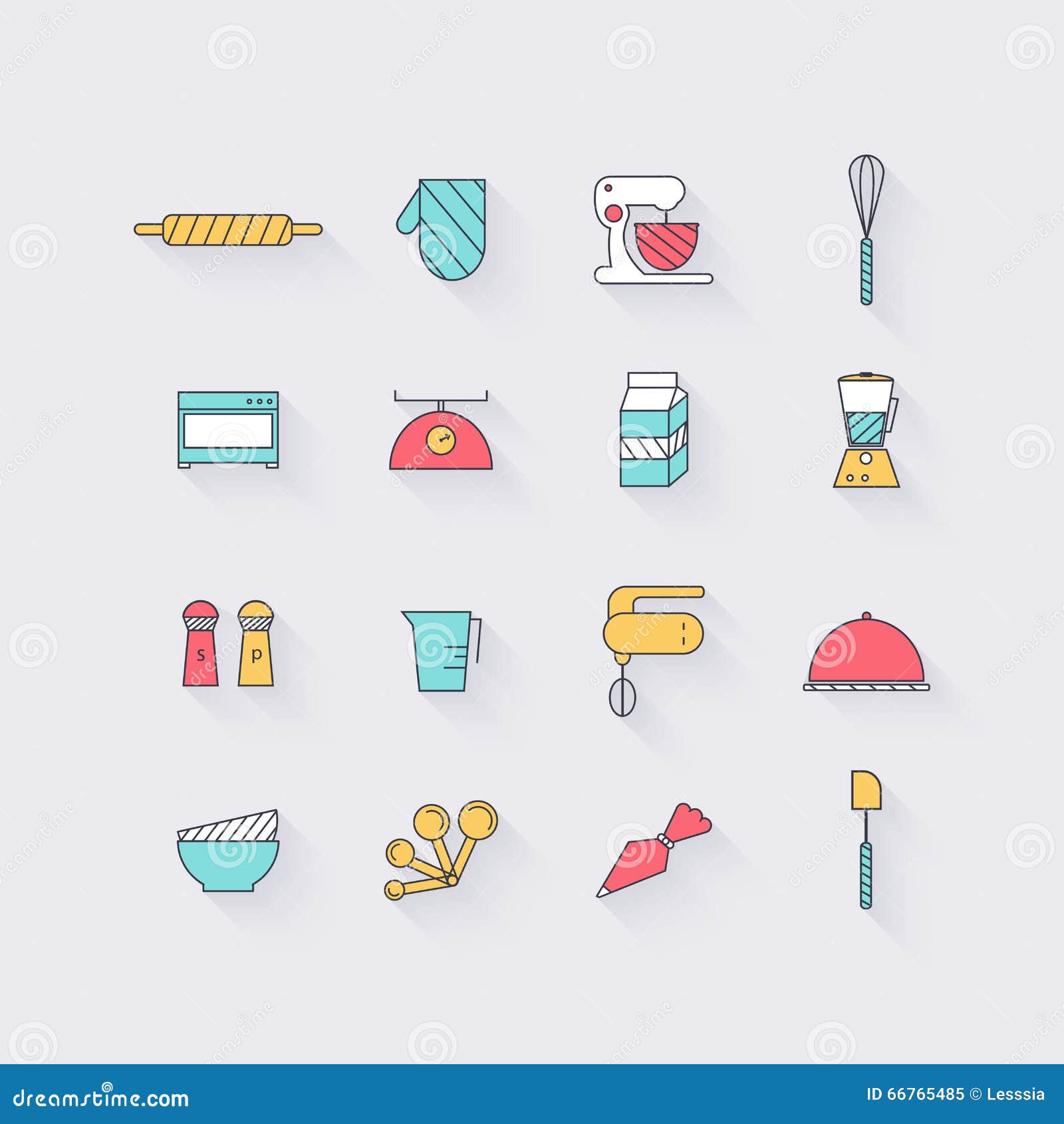 Line Icons Set in Flat Design. Elements of Cooking Foods and Kit Stock ...