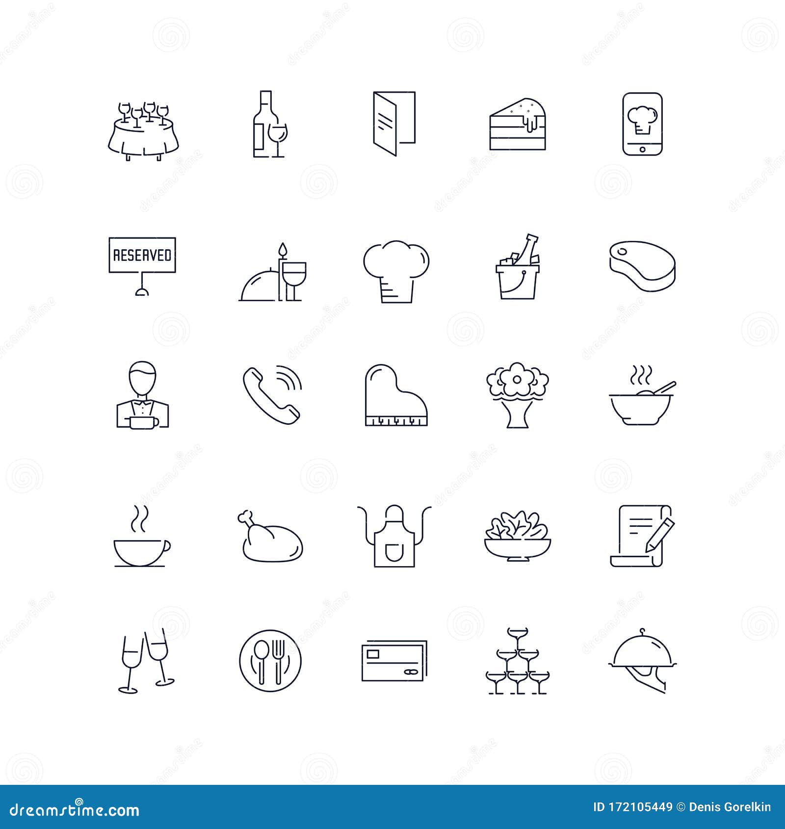 Line Icons Set. Restaurant Pack. Vector Batch Stock Vector ...