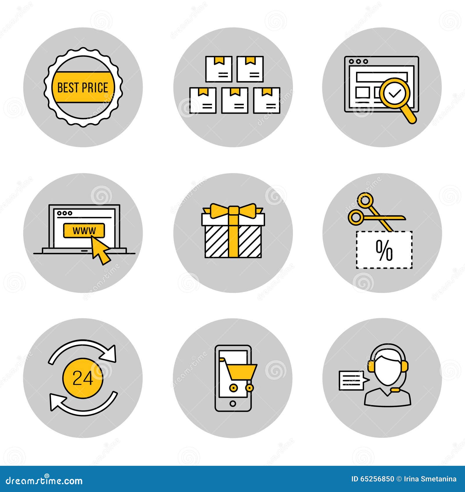 Line Icons Set. Shopping, Marketing Stock Vector - Illustration of ...