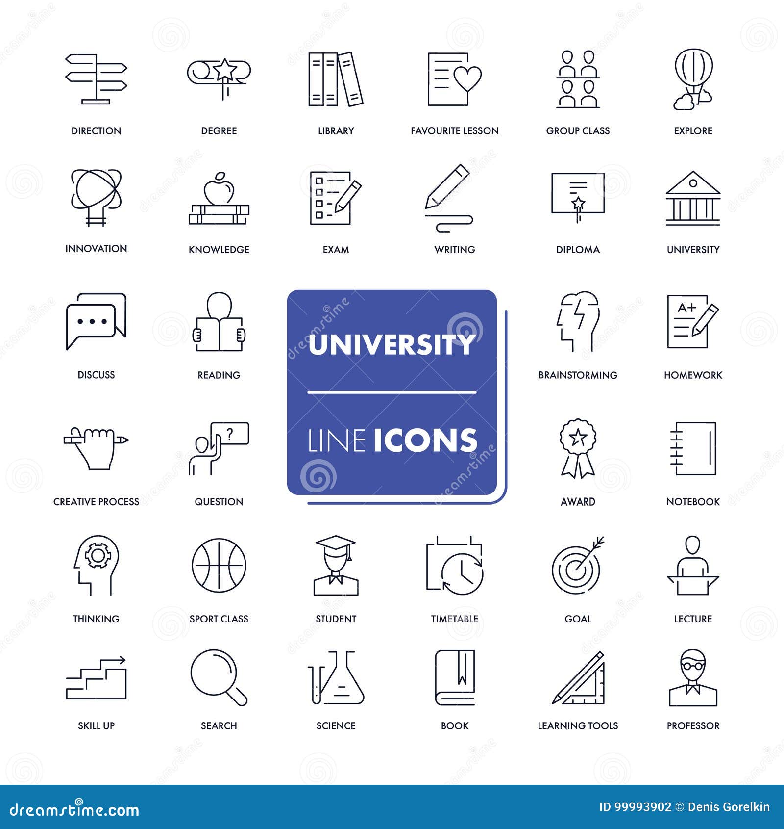 Line icons set. University stock vector. Illustration of icon - 99993902