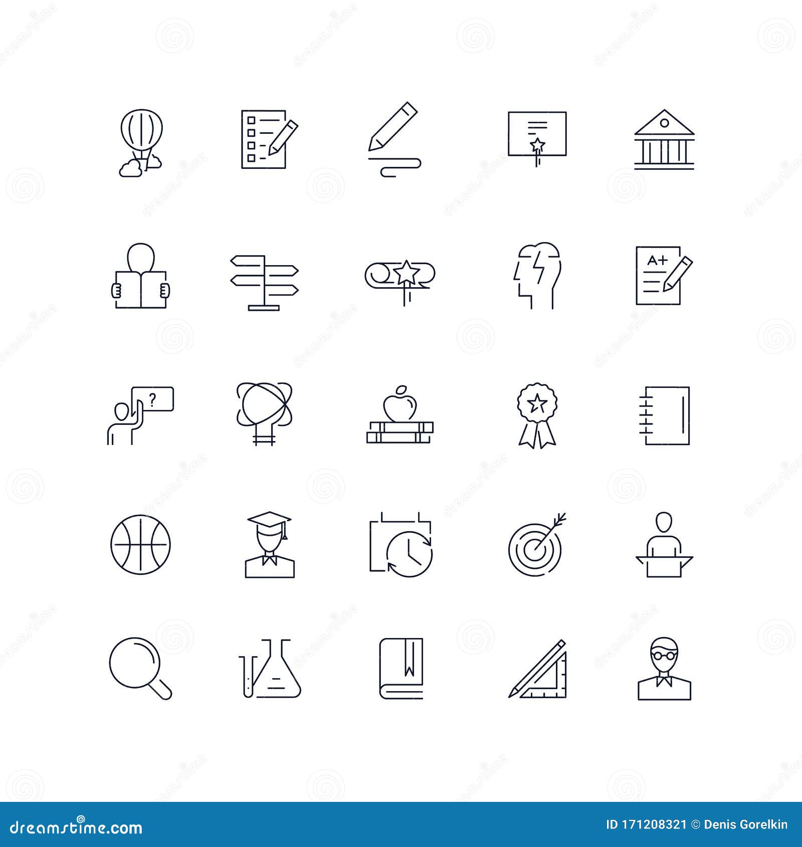 Line Icons Set. University Pack. Vector Batch Stock Vector ...