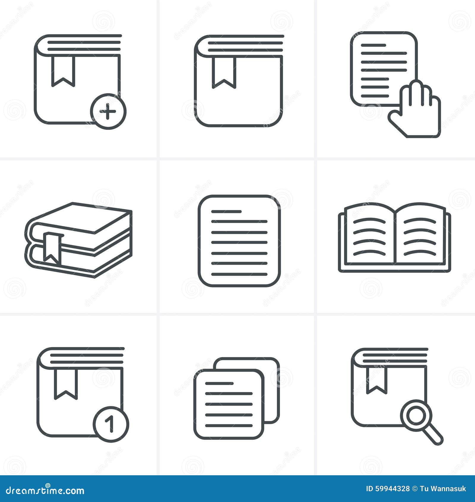 Line Icons Style Book Icons Set Stock Vector - Illustration of cellular ...