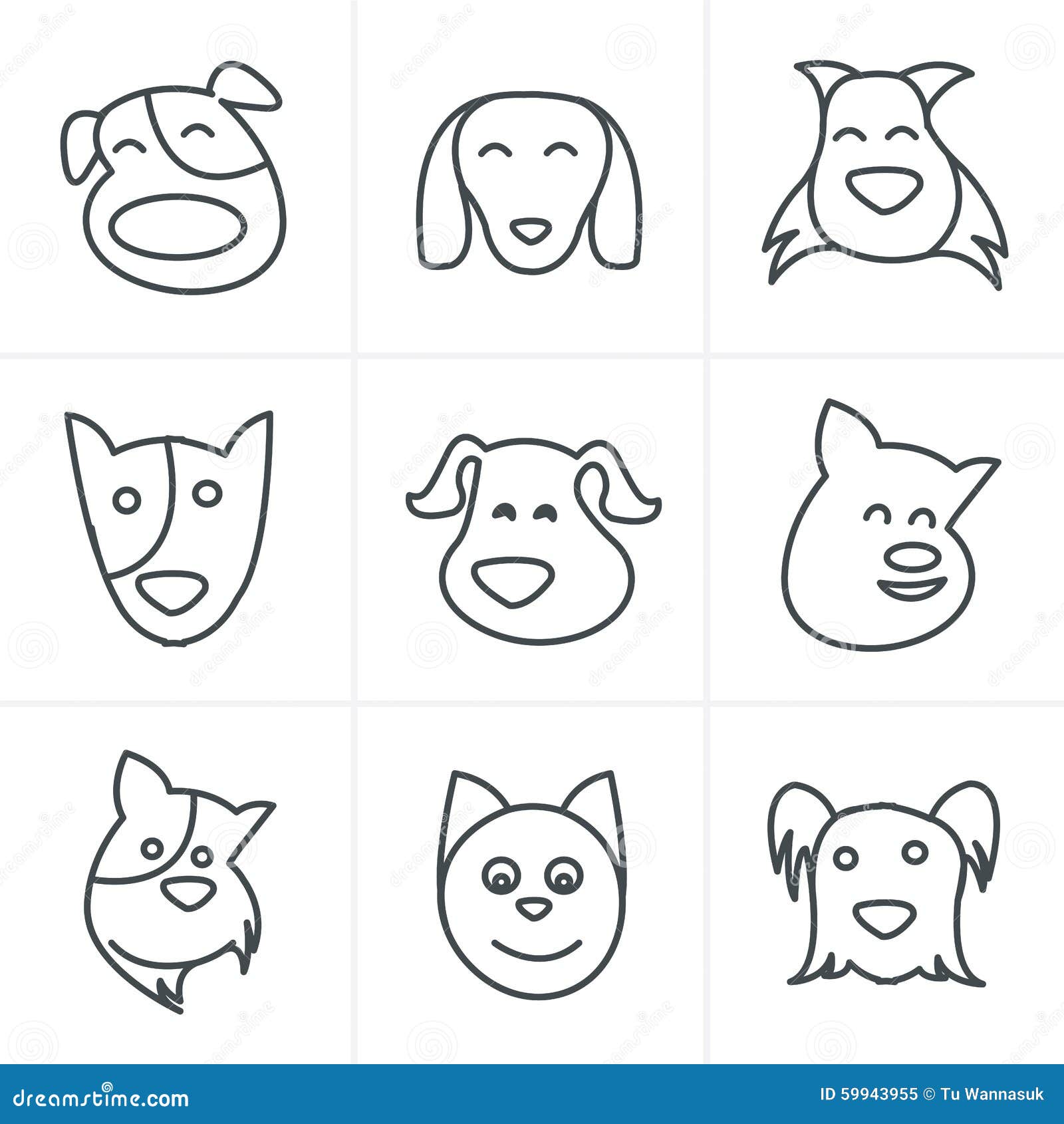 Line Icons Style Fun Dog Icon Stock Vector - Illustration of ride, love ...