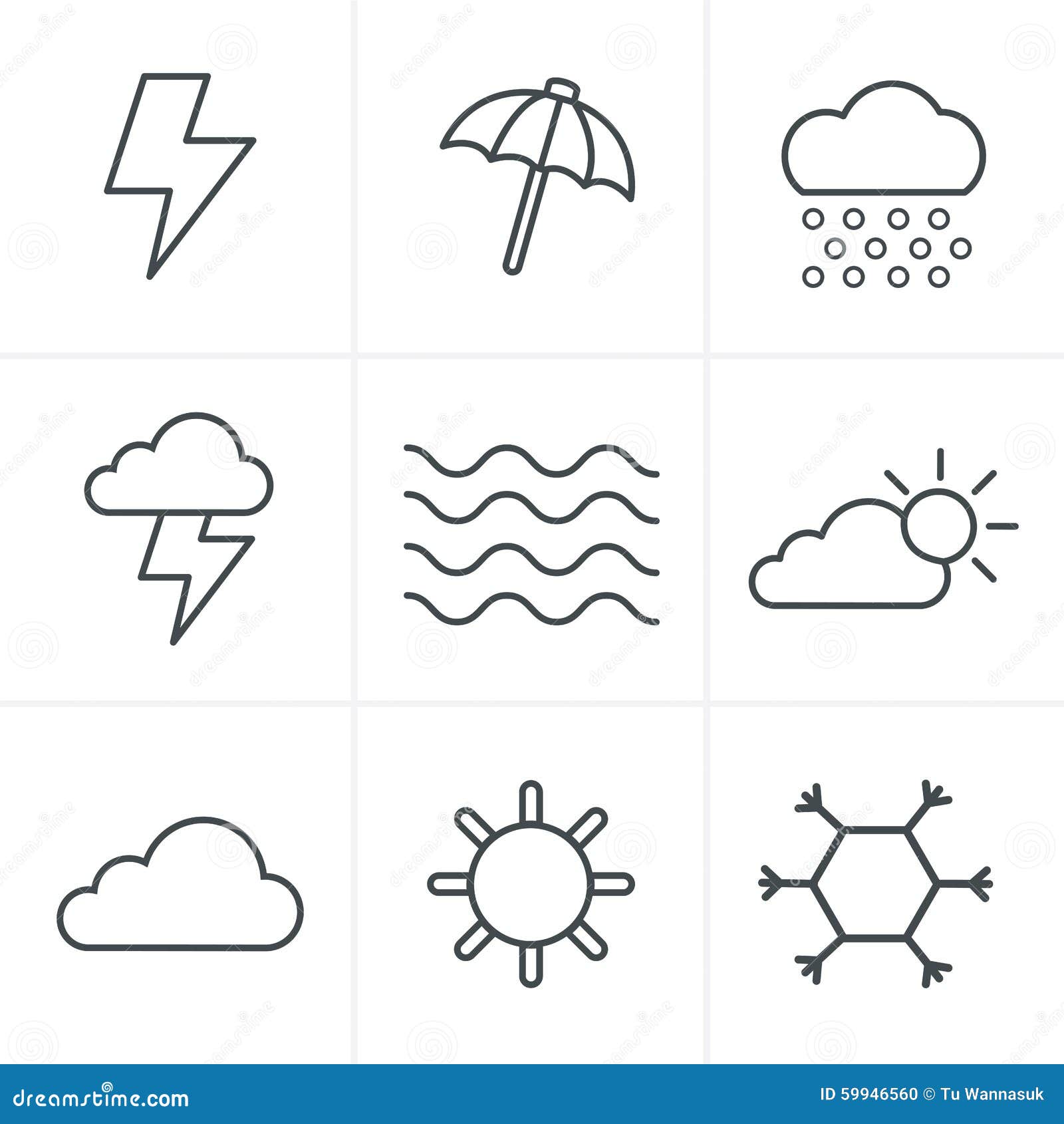 Line Icons Style Weather Icons Set Stock Vector - Illustration of sunny ...