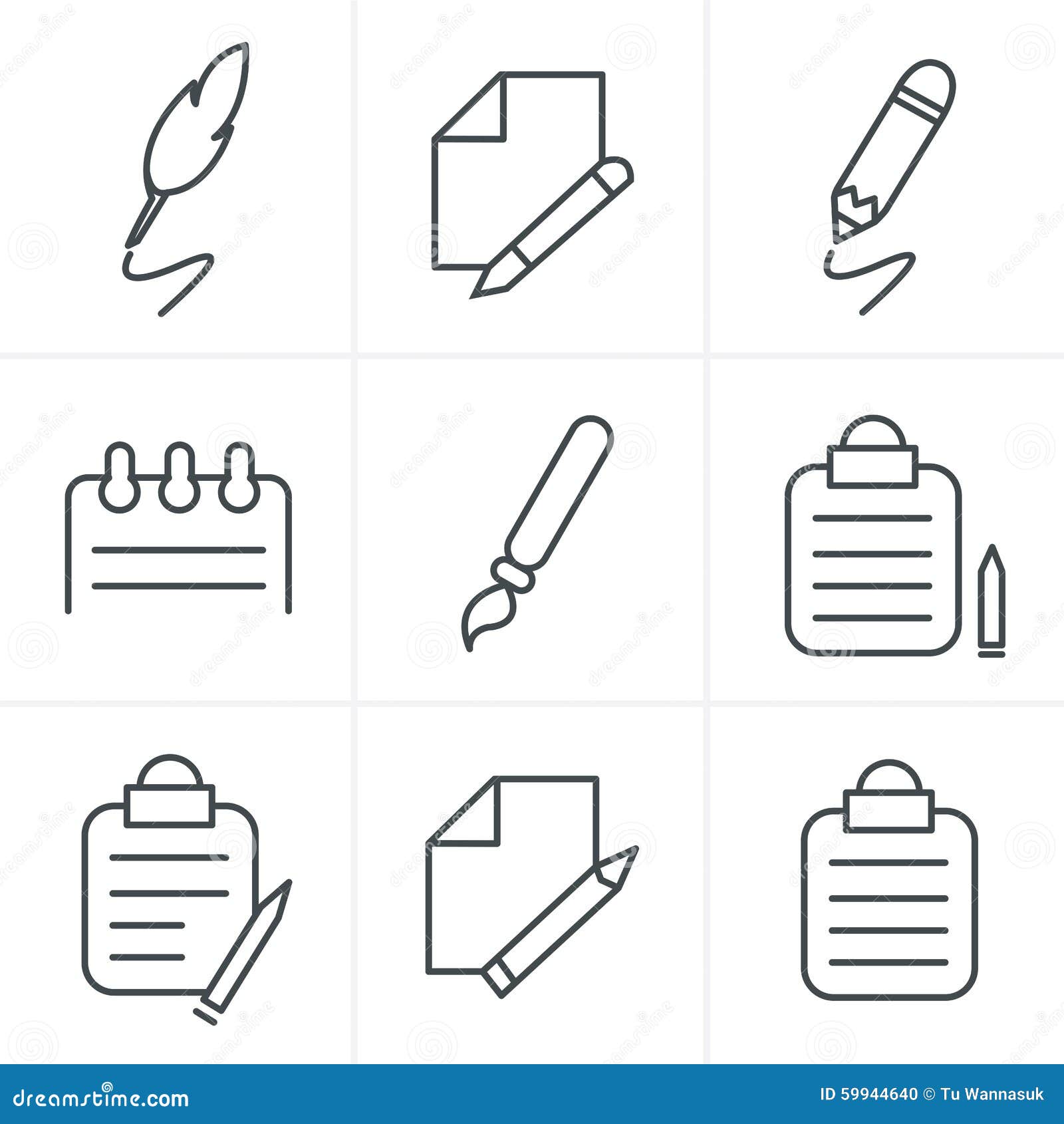 Line Icons Style Writing Icons Stock Vector - Illustration of letter ...