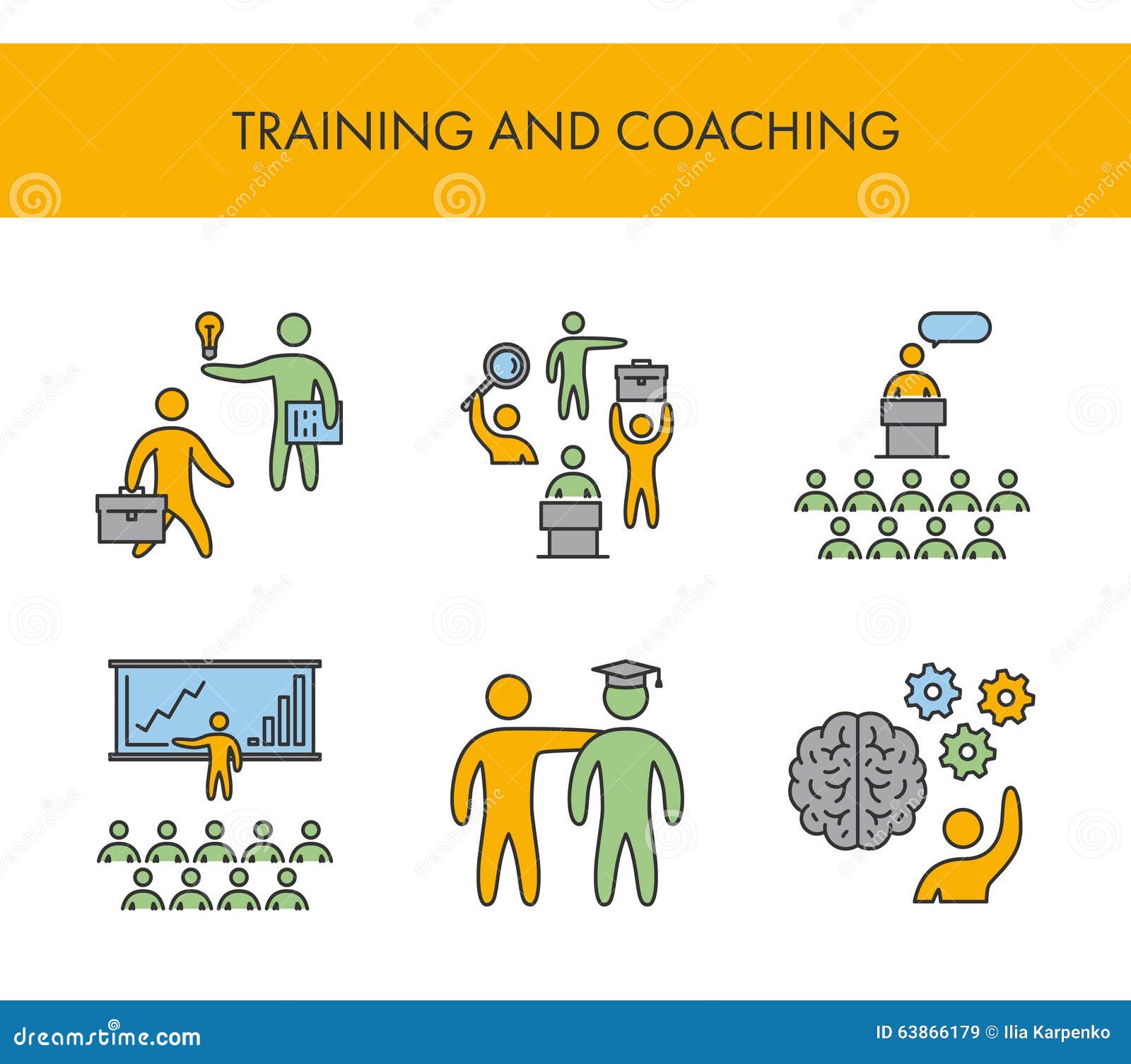 Line Icons for Training and Coaching. Vector Linear Set Stock ...