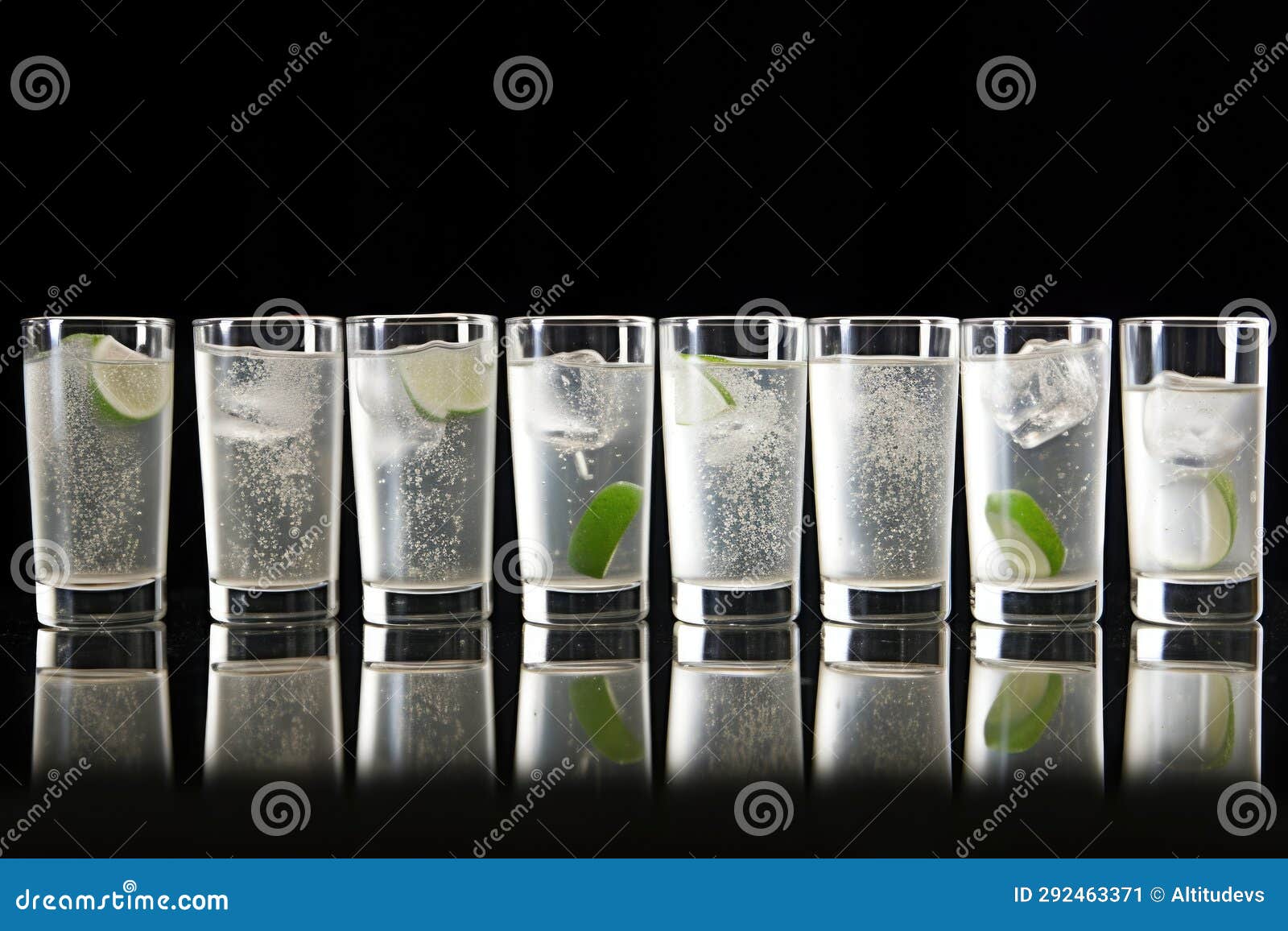 A Line of Identical Club Soda Cans Viewed from the Side Stock ...