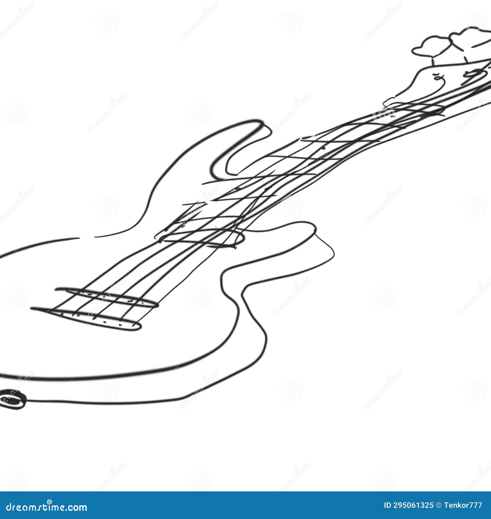 Line Illustration Electric Guitar, Simple Drawing on White Background ...