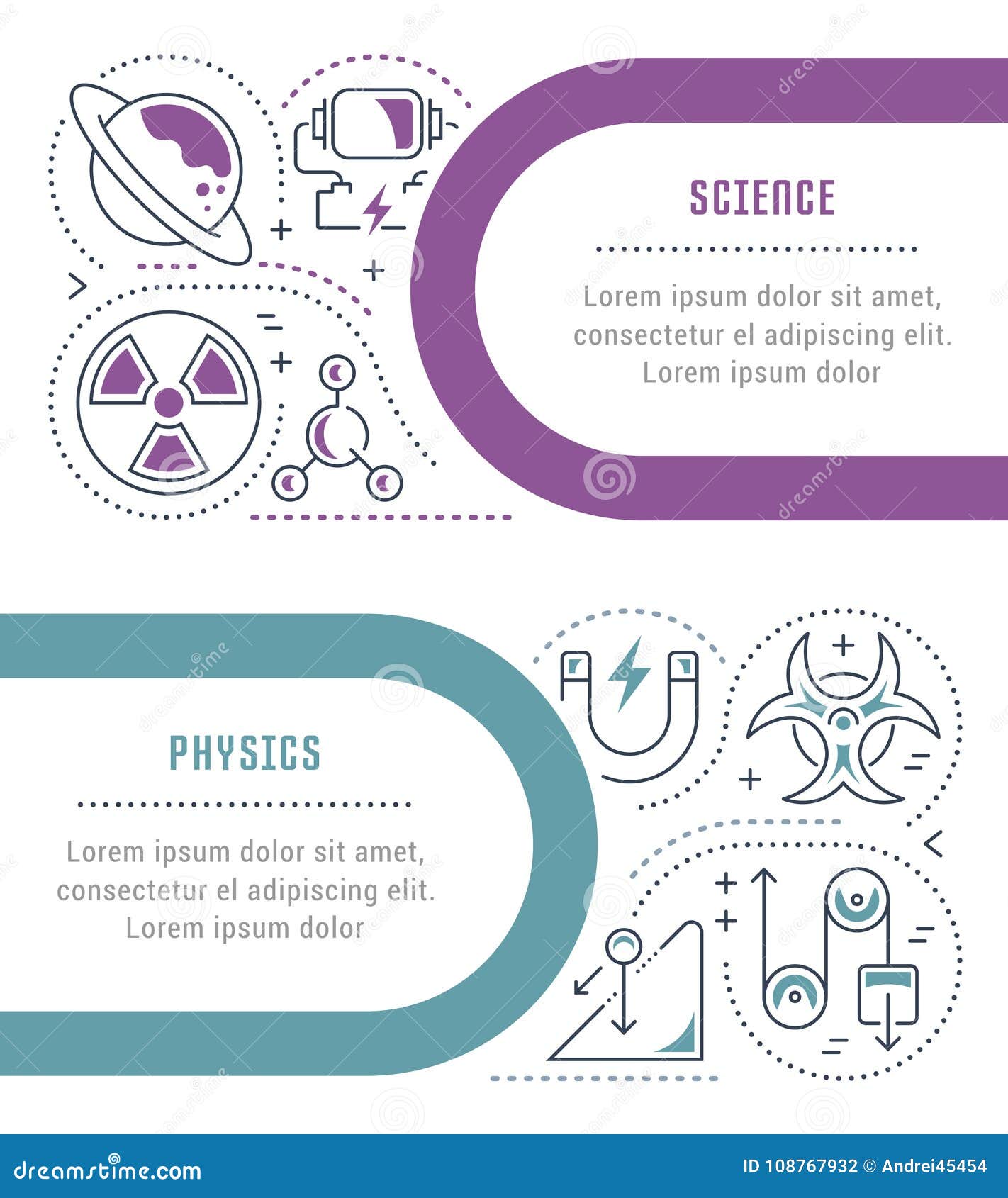 Website Banner and Landing Page of Physics. Stock Illustration ...