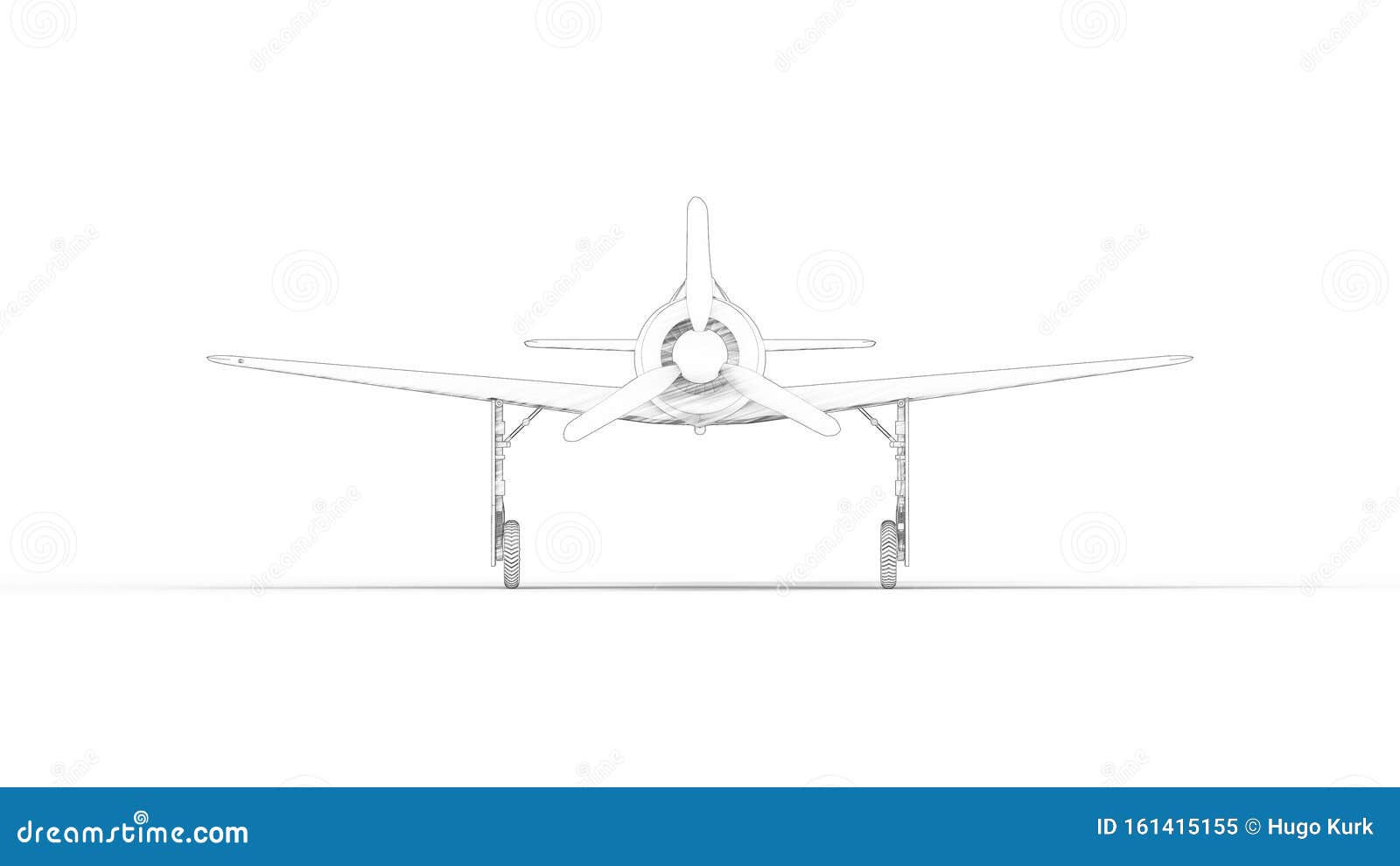 Line Illustration of a World War 2 Fighter Airplane Isolated in White ...