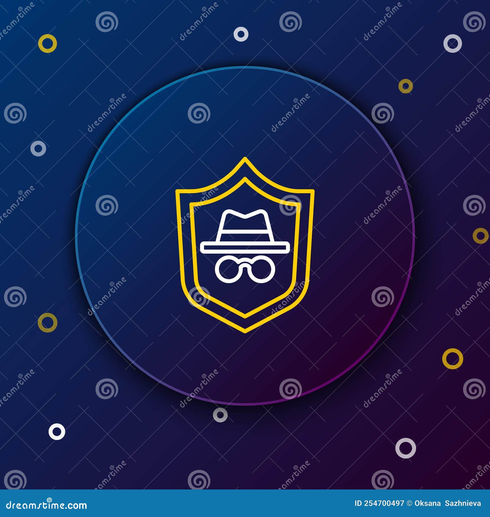 Line Incognito Mode Icon Isolated on Blue Background. Colorful Outline ...