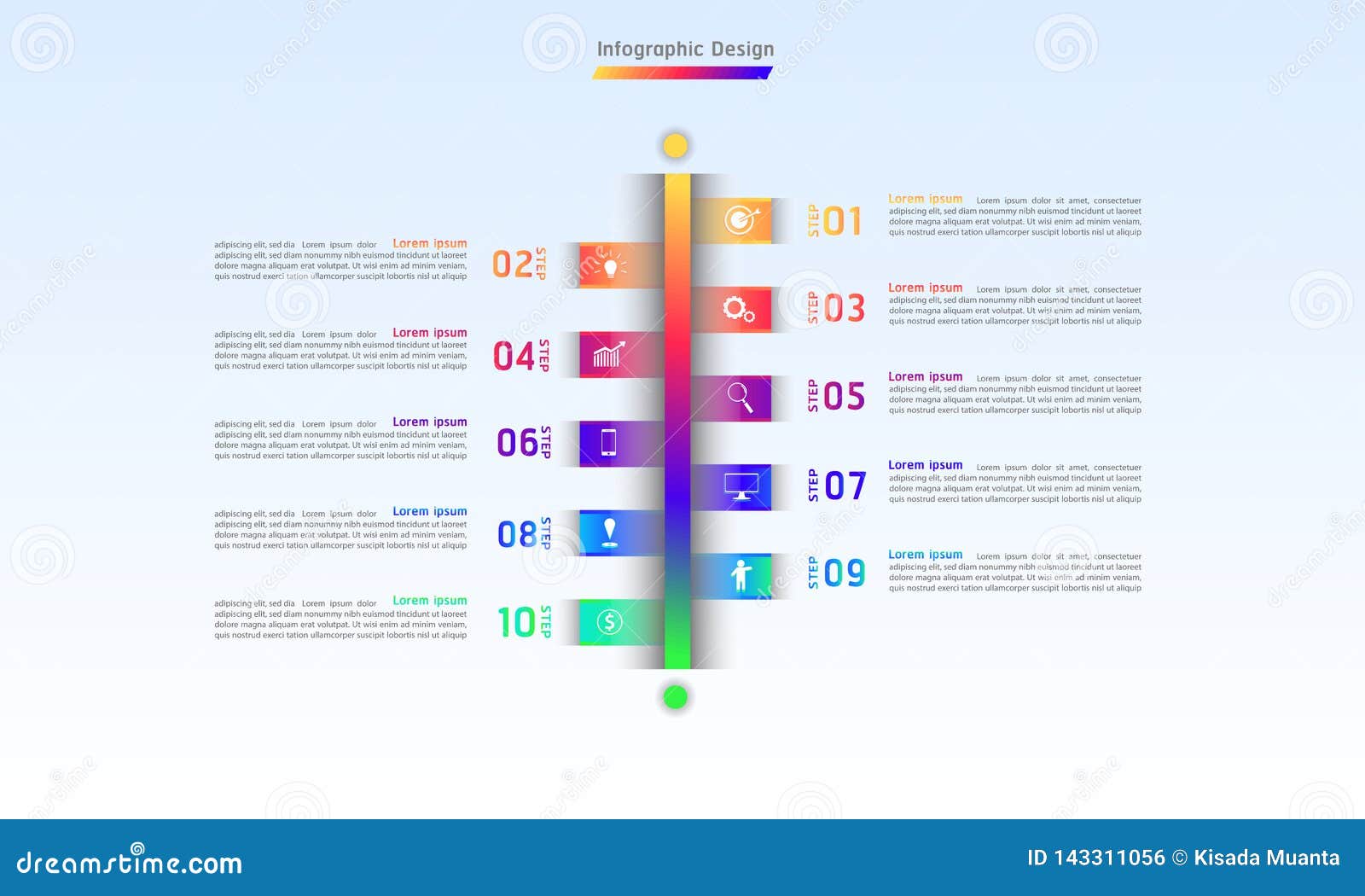 Line Infographic Design 10 Steps Vector Illustration Eps10 Stock Vector ...