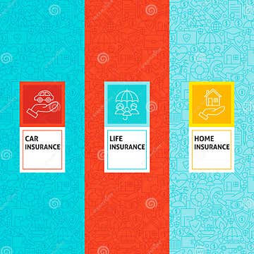 Line Insurance Patterns Set Stock Vector - Illustration of industry ...