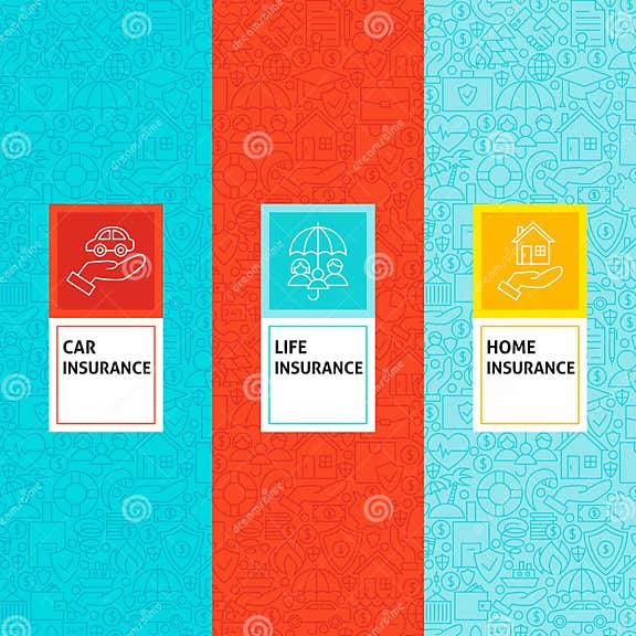 Line Insurance Patterns Set Stock Vector - Illustration of industry ...
