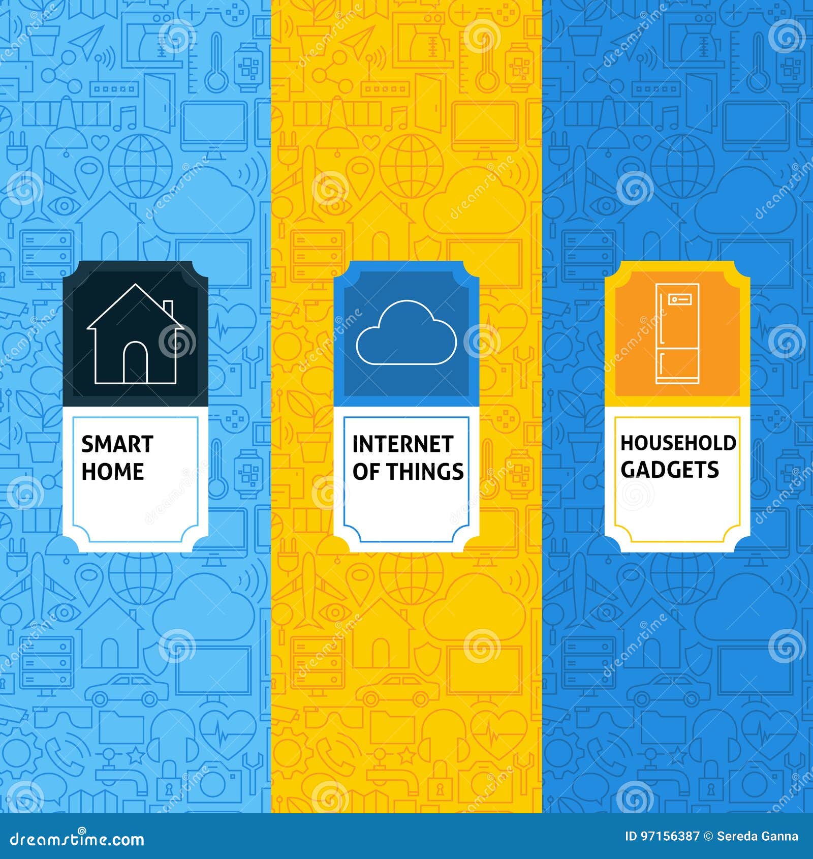 Line Iot Patterns Set stock vector. Illustration of gadget - 97156387
