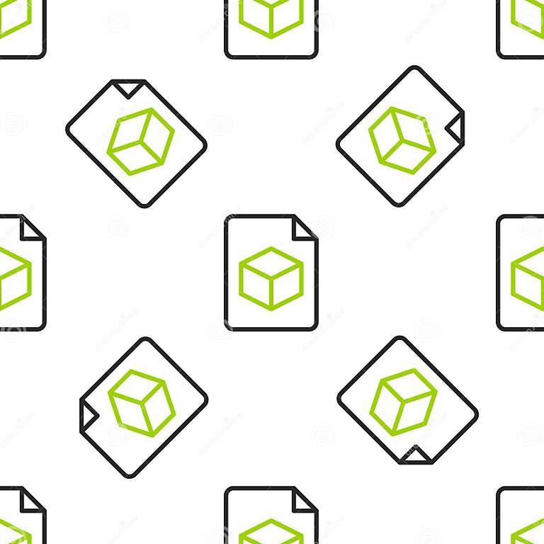 Line Isometric Cube File Icon Isolated Seamless Pattern on White ...
