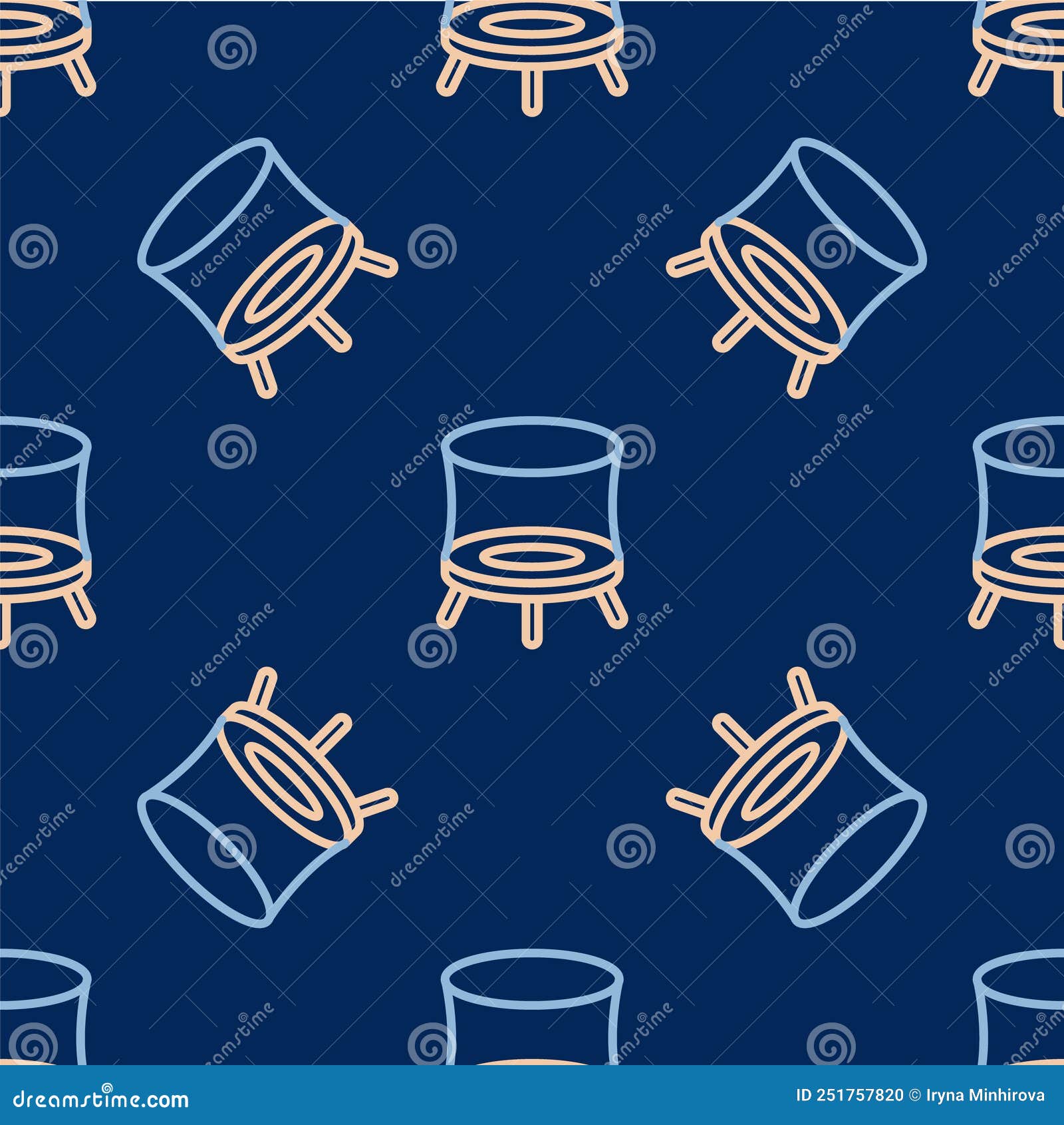 Line Jumping Trampoline Icon Isolated Seamless Pattern on Blue ...