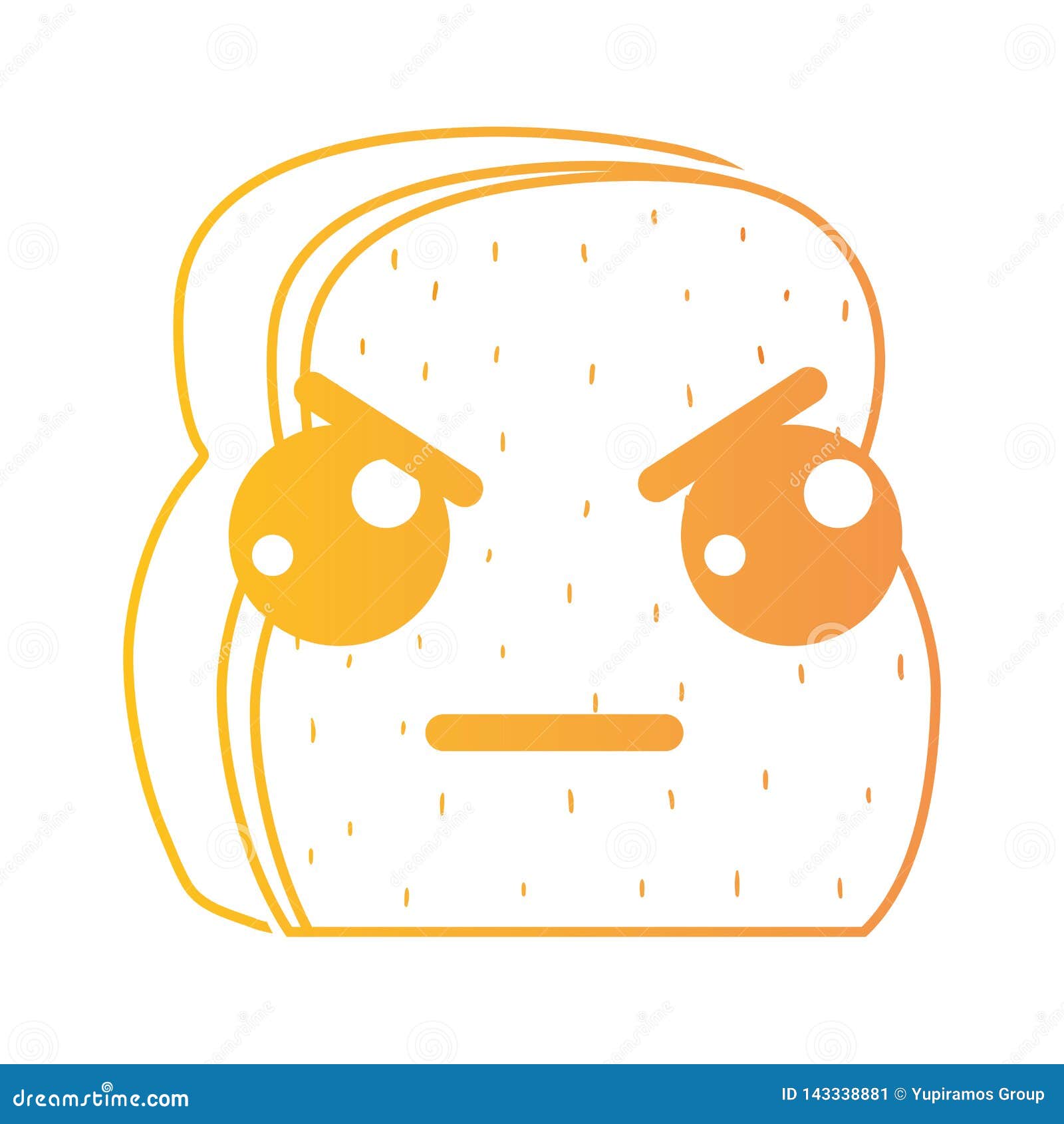 Line Kawaii Cute Angry Slice Bread Stock Vector - Illustration of cuisine, bake: 143338881