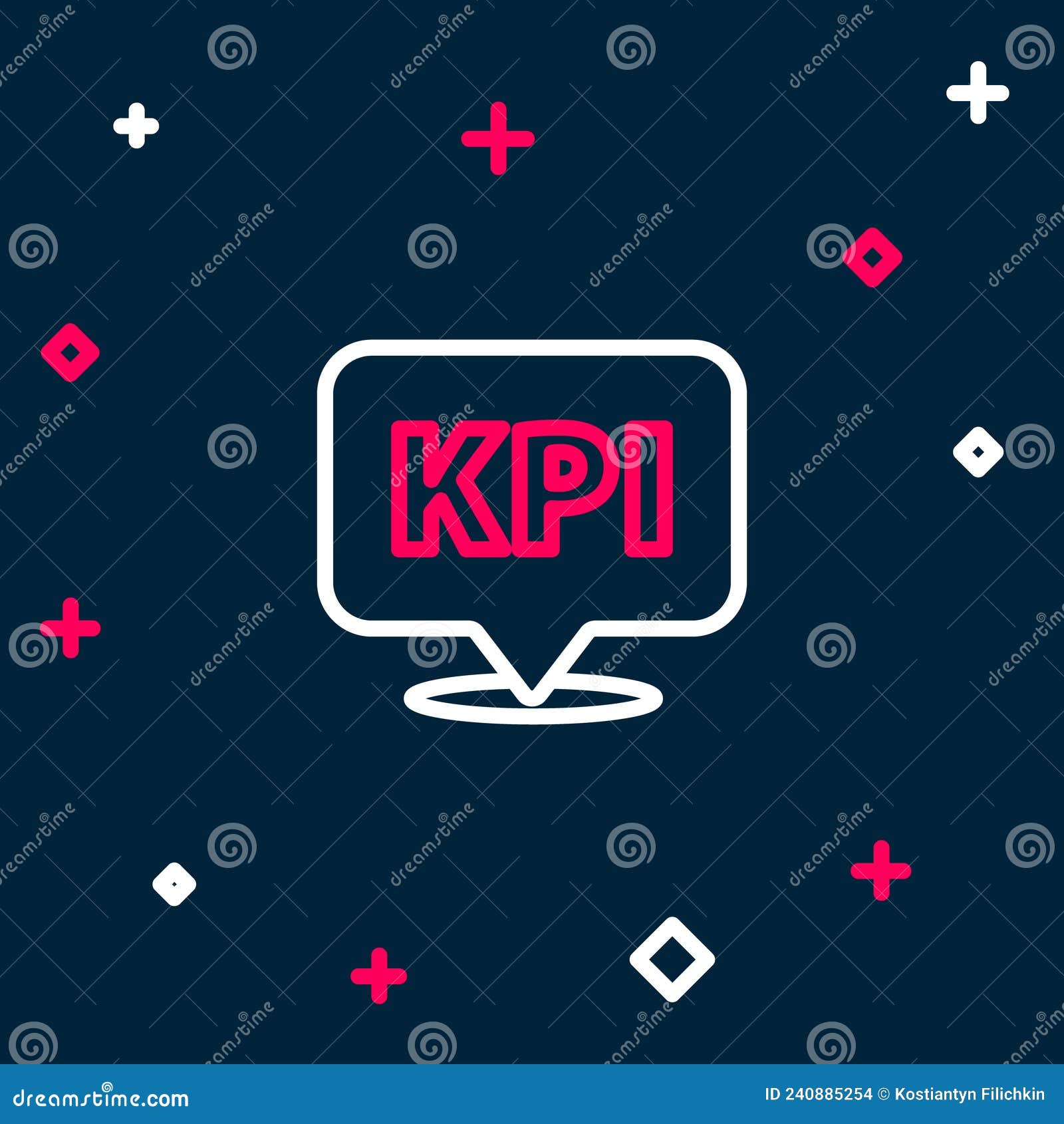 Line KPI - Key Performance Indicator Icon Isolated on Blue Background ...