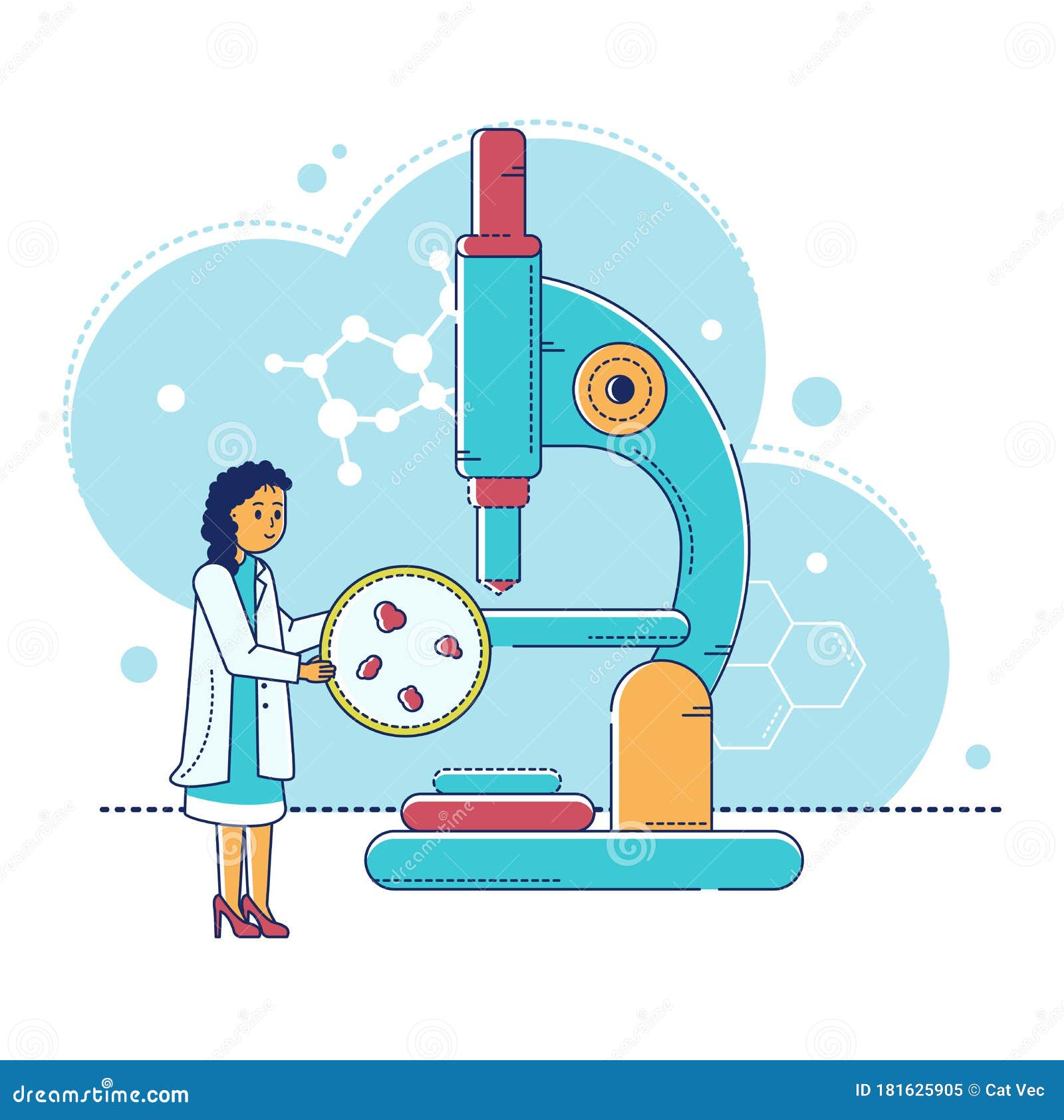 Line Laboratory Research Vector Illustration, Cartoon Flat Tiny ...