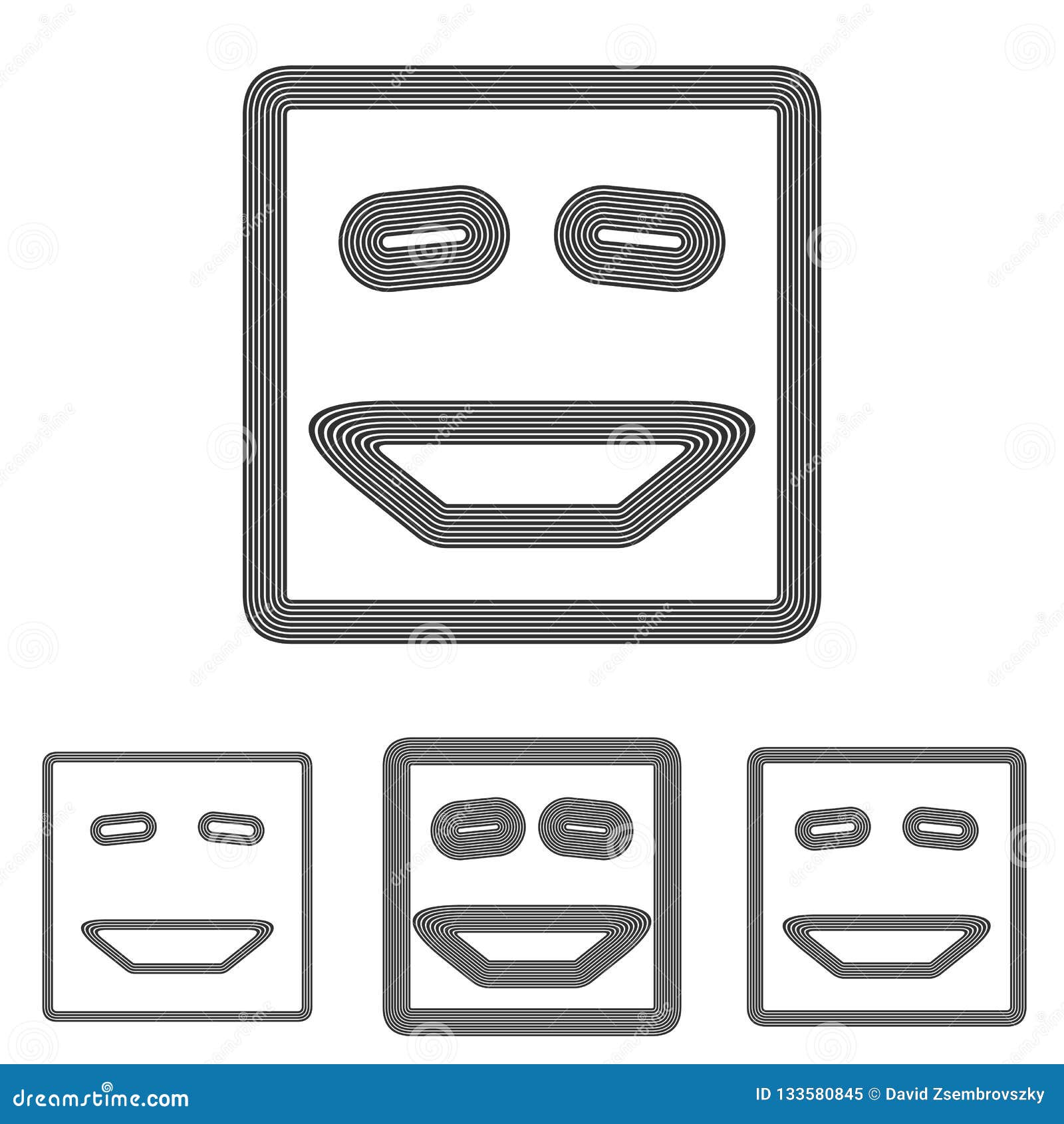 Line Laughing Face Symbol Design Set Stock Vector - Illustration of ...