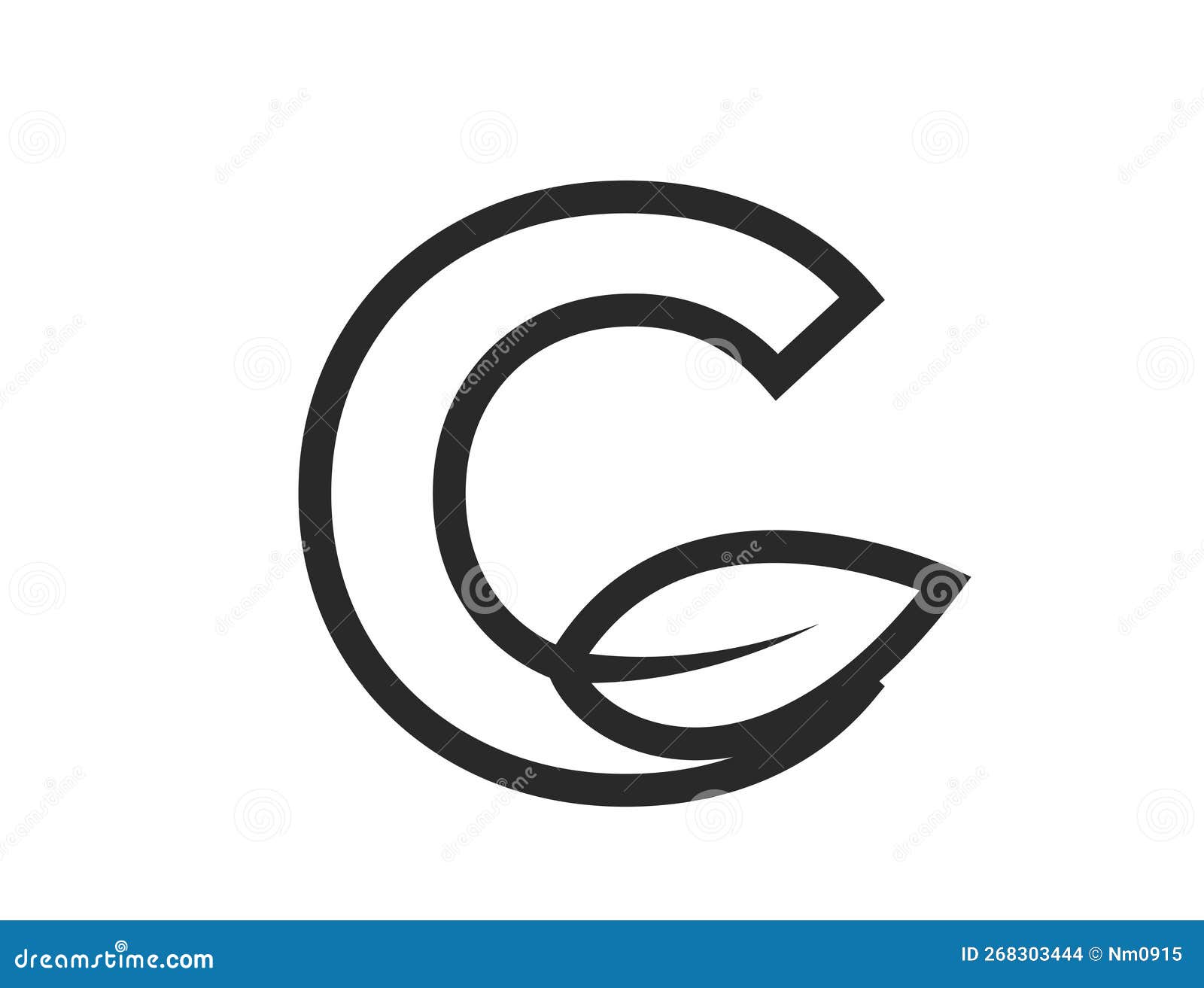 Line Letter C with Leaf. Alphabet Eco Logotype Stock Vector ...