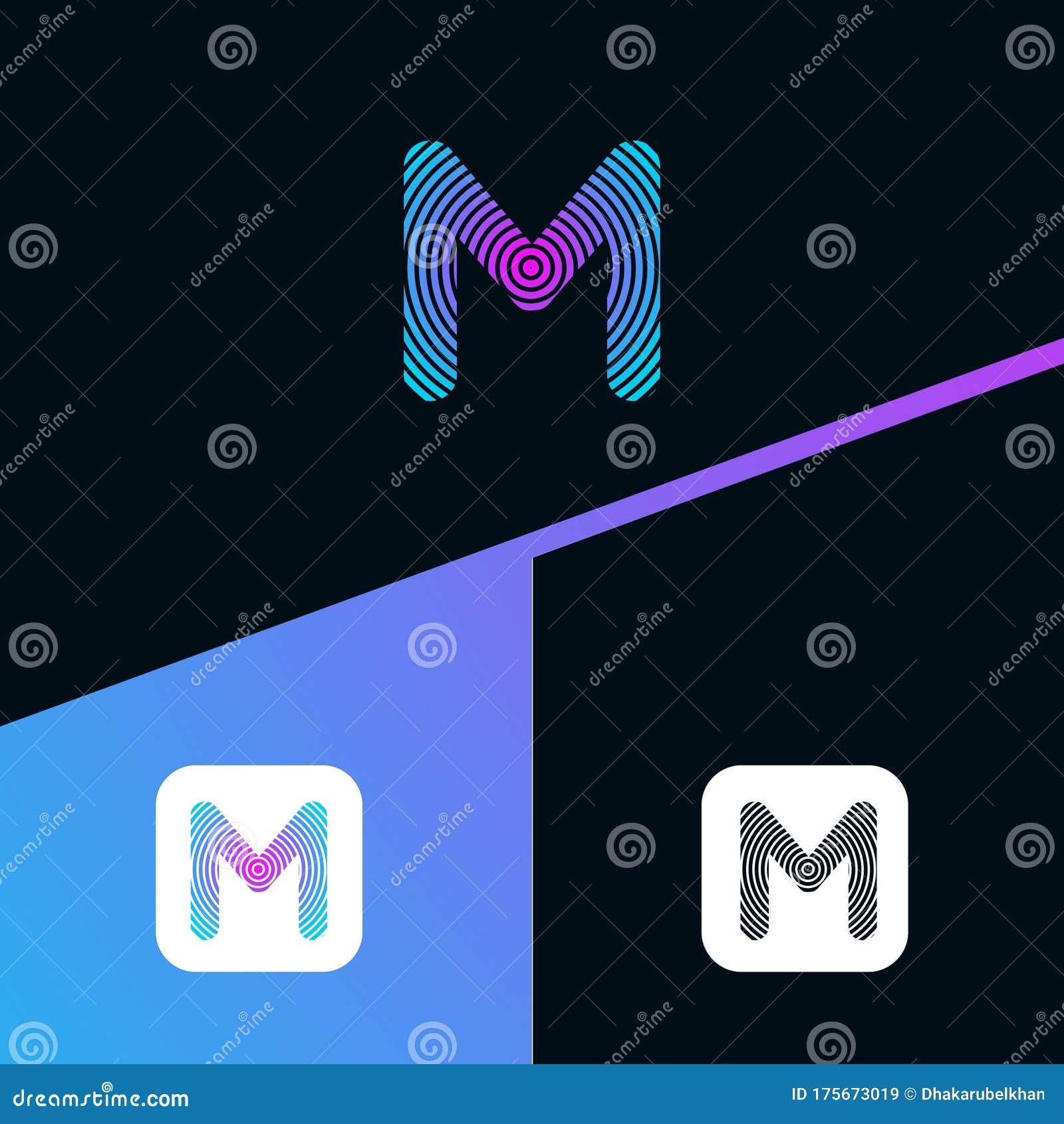 Line Letter M Logotype, Ready Symbol Creative Finger Print Stock Vector ...