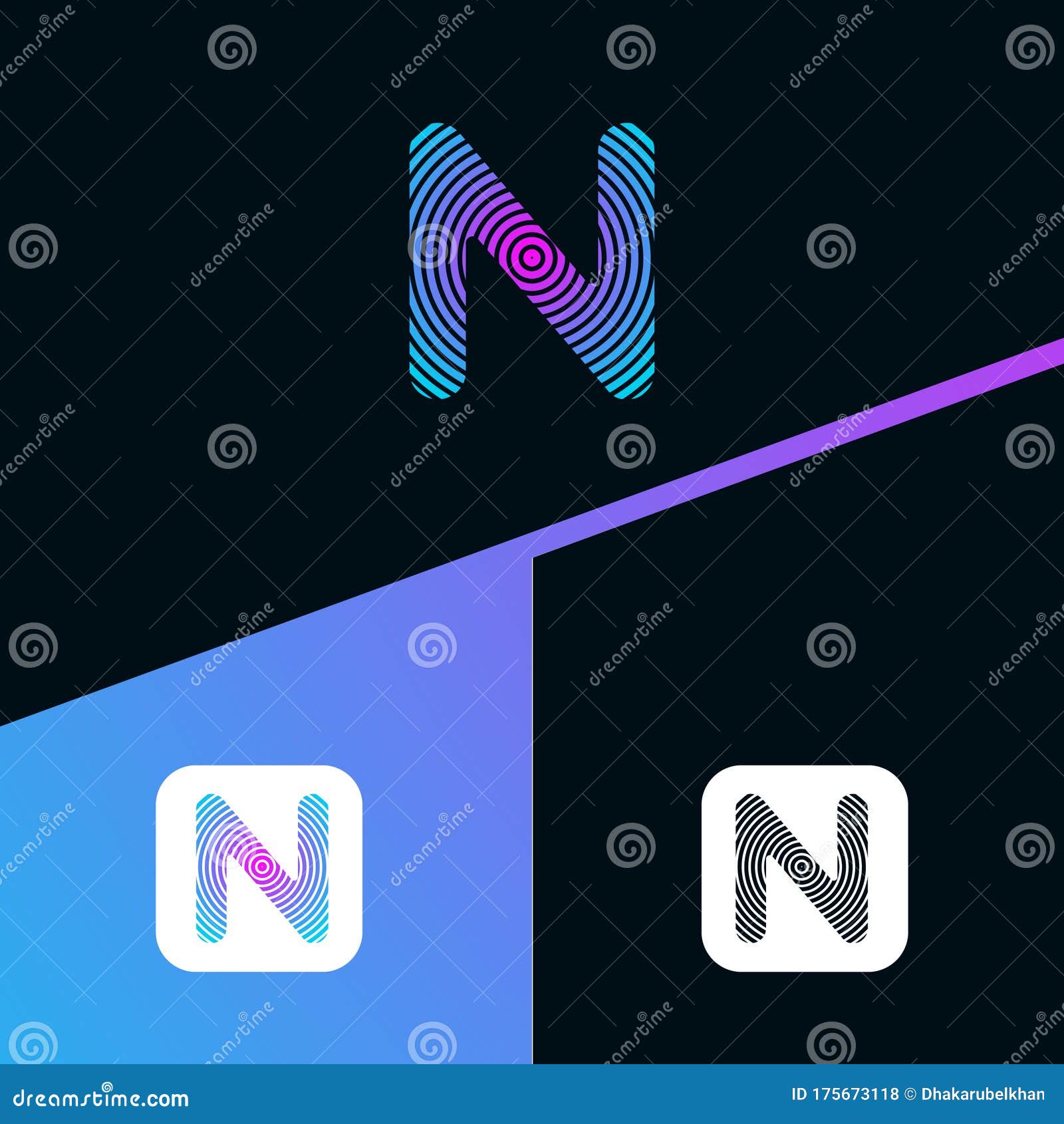 Line Letter N Logotype, Ready Symbol Creative Finger Print Stock Vector ...