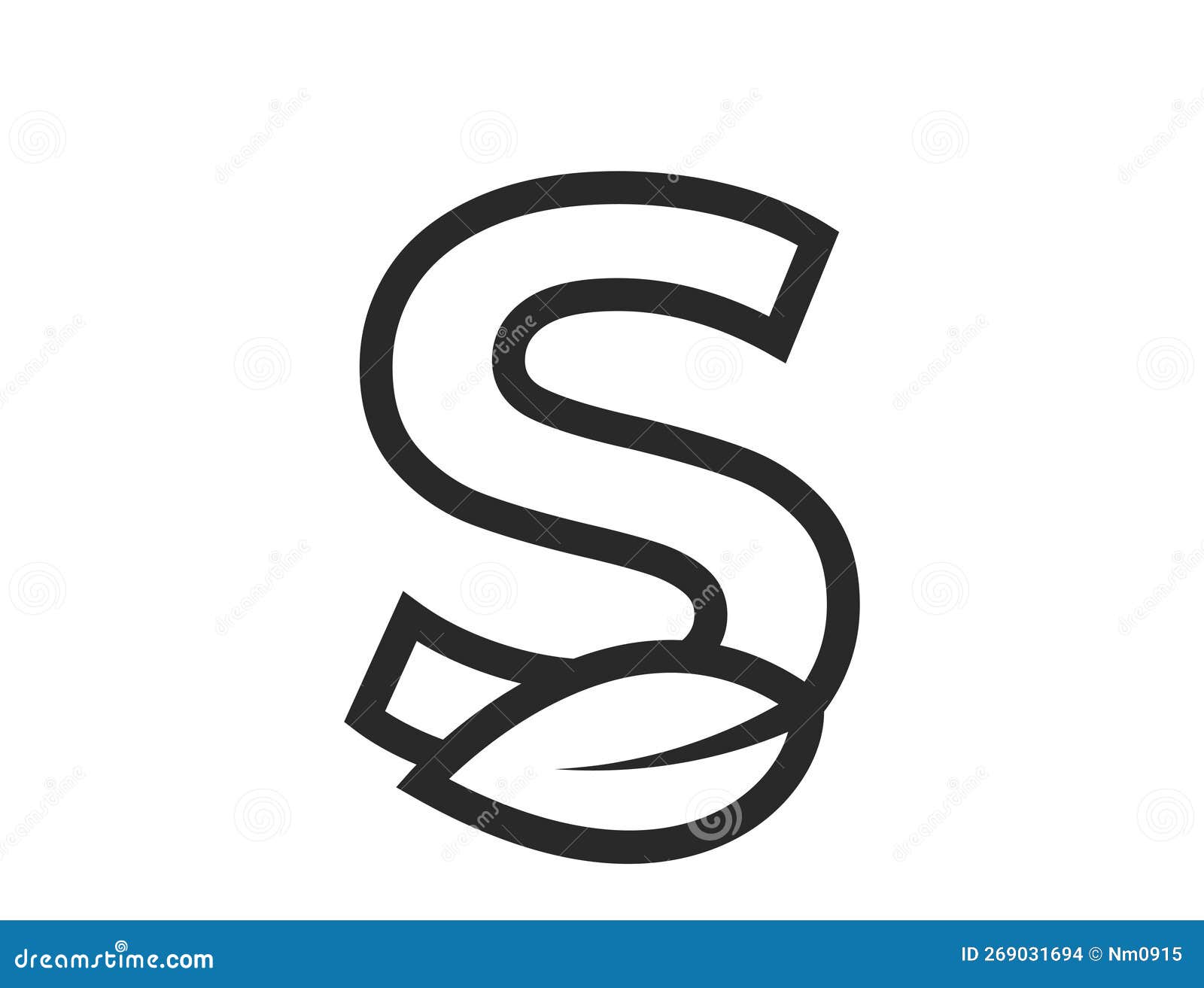 Line Letter S with Leaf. Alphabet Eco Logo. Nature and Environment ...