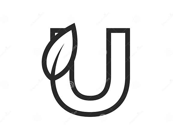 Line Letter U with Leaf. Creative Initial Logo. Nature and Environment ...